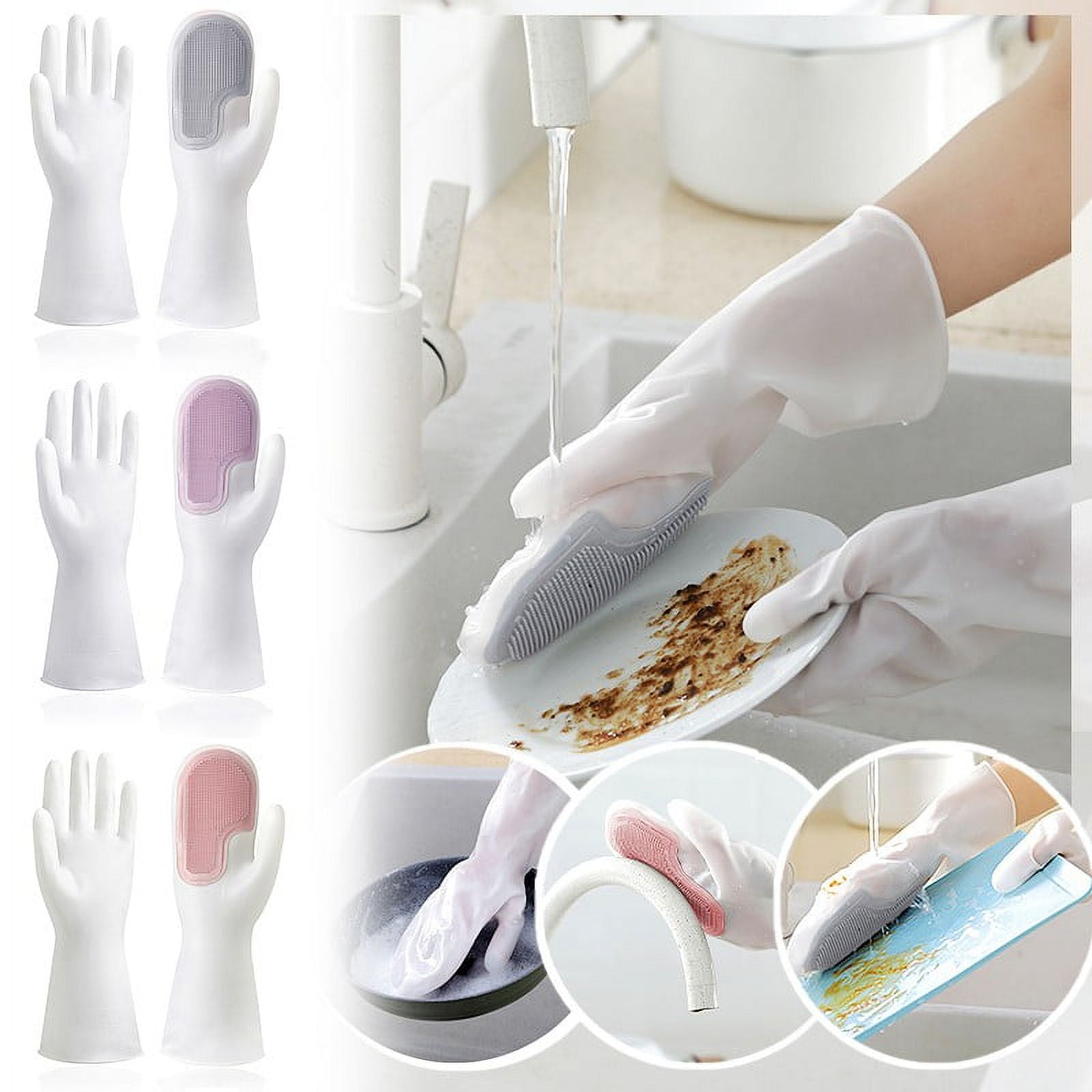 Clearance Begine Silicone Scrubber Gloves Magic Dish Washing Gloves ...