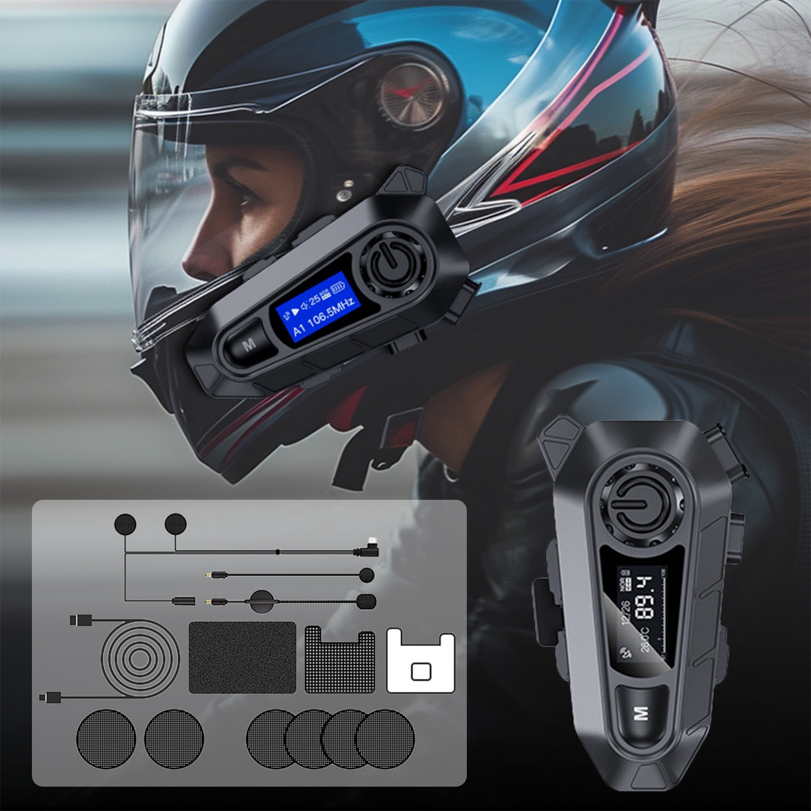 Clearance! Blukids Full Helmet Motorcycle Helmet Bluetooth Earphones ...