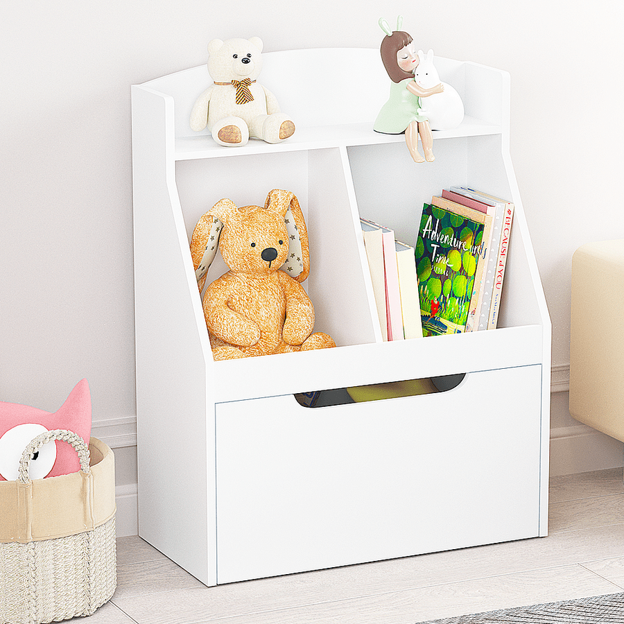Clearance Bookcase for Kids, Wooden Kids Bookshelf with Toy Box on ...