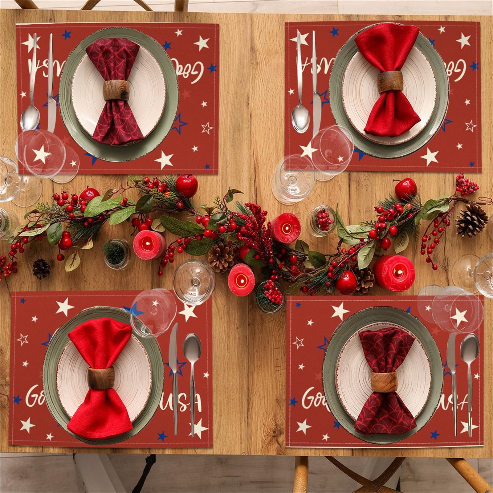 Clearance! Boovnll 4th of July Placemats Set of 4, 12x16" Red Blue ...