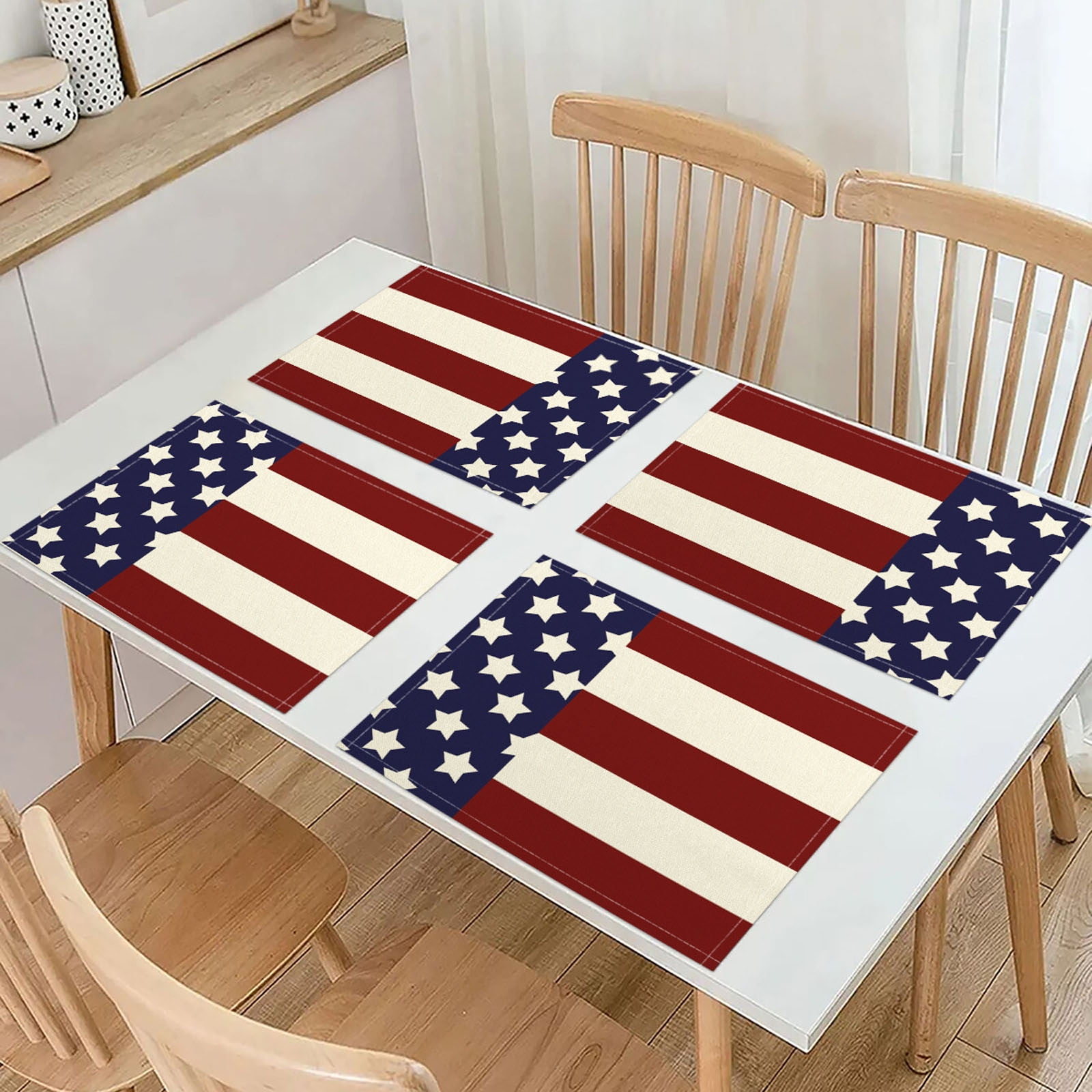 Clearance! Boovnll 4th of July Placemats Set of 4, 12x16" Red Blue ...