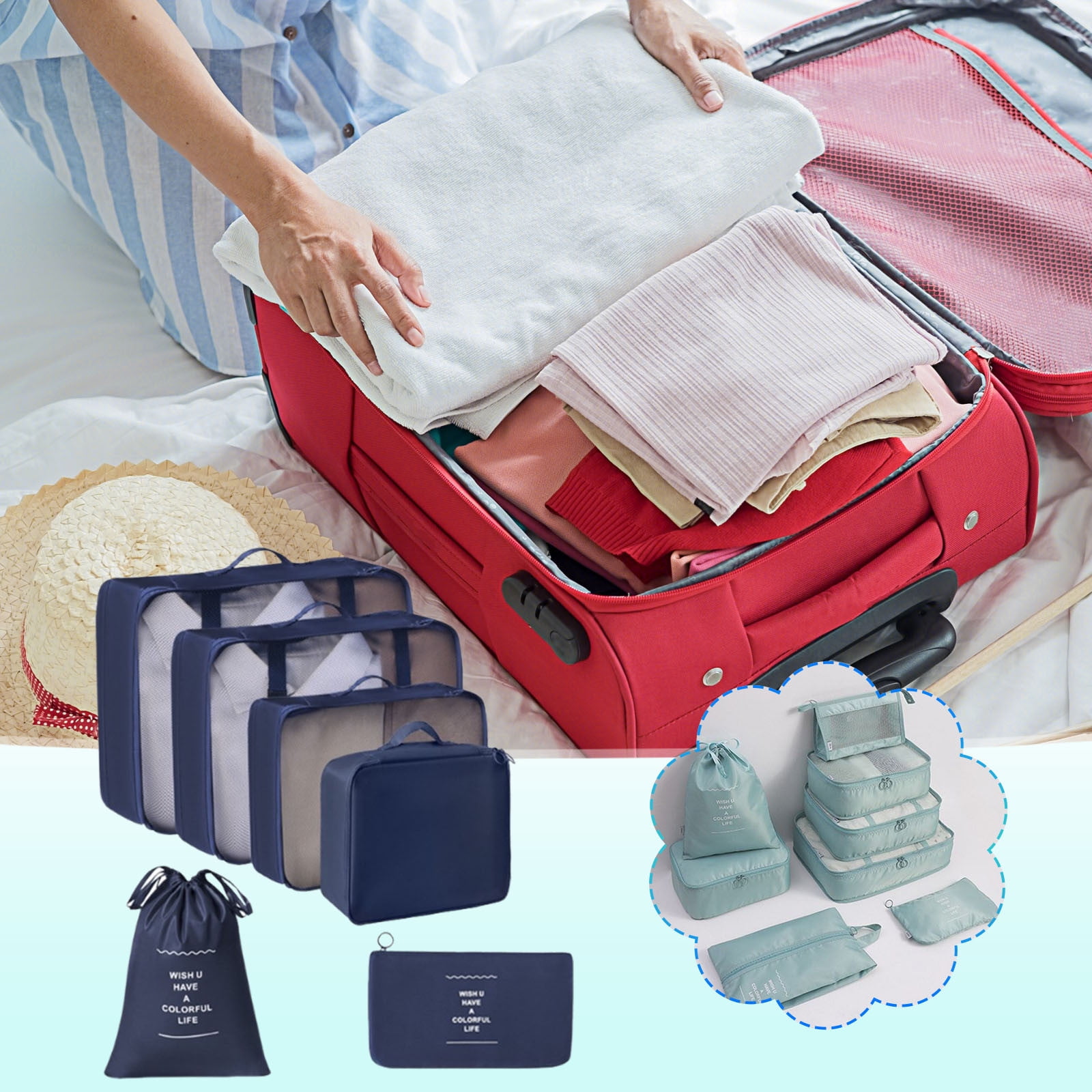 Clearance! Boovnll 6 Set Packing Cubes for Travel, Multi-Functional ...