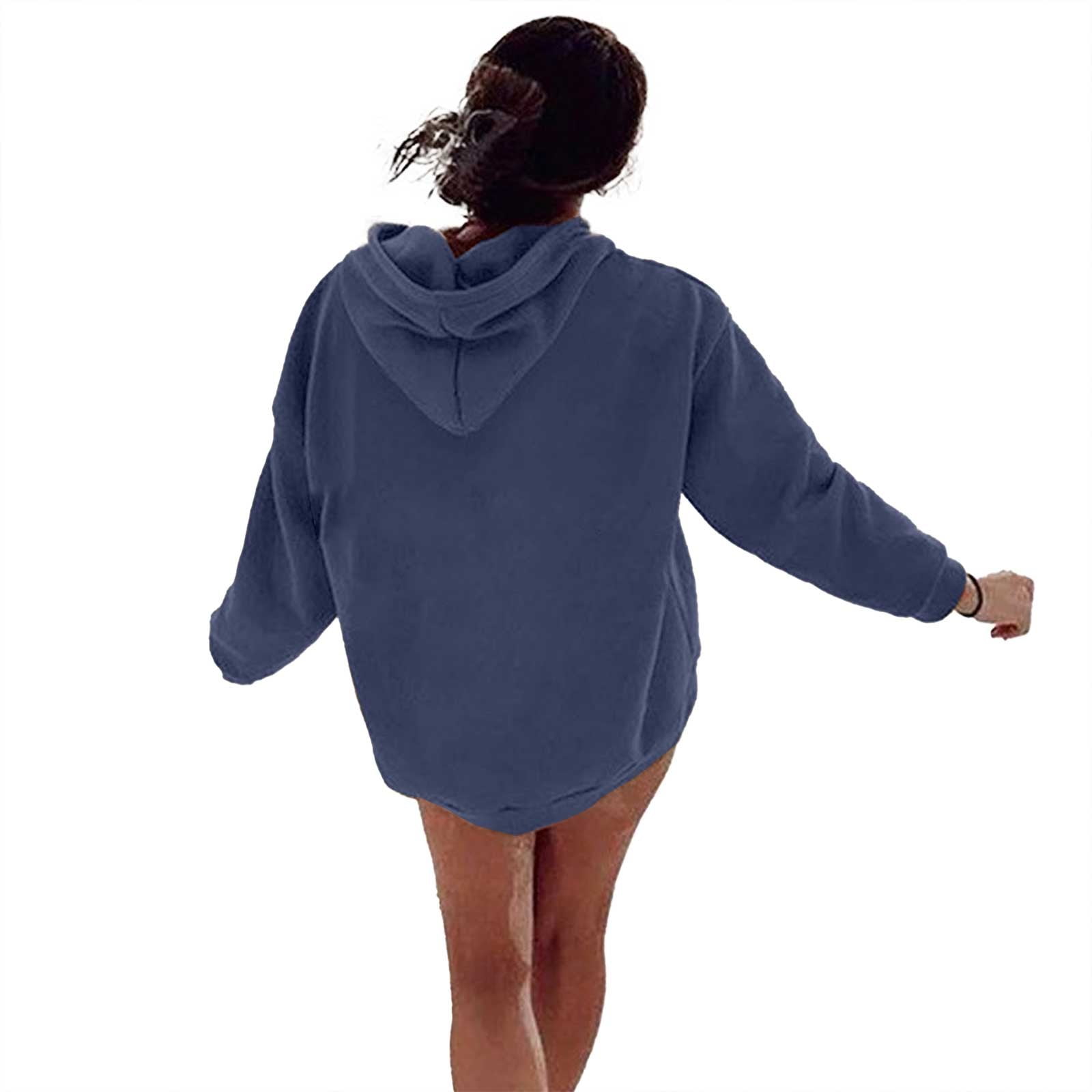 Clearance!Bpxiofoy Plus Size Hoodies for Women Long Hoodies for Women Basic Hoodie Long Sleeve ...