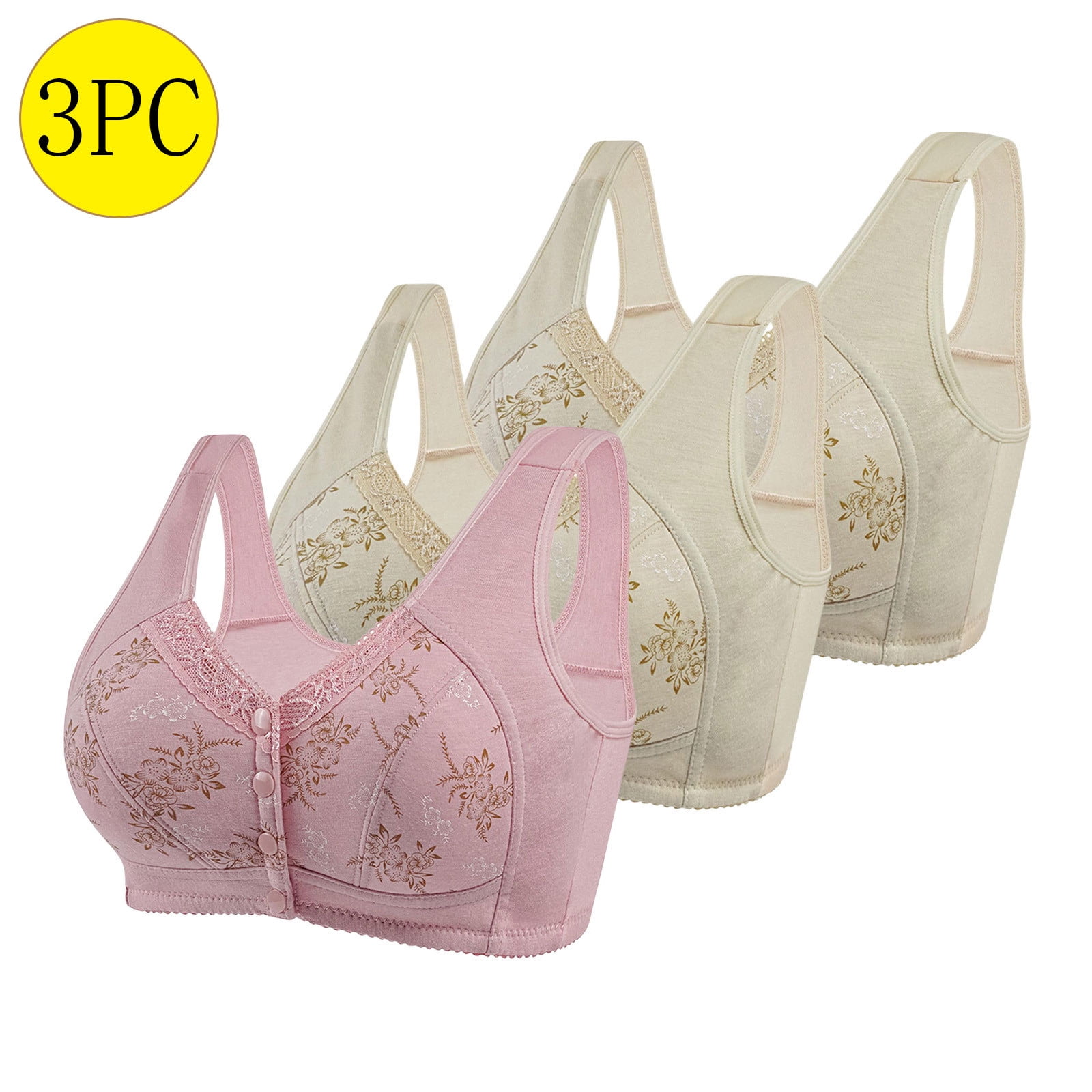 Clearance Bras under $5! Cagogo Women 3 Pack Front Closure Wireless Bra ...