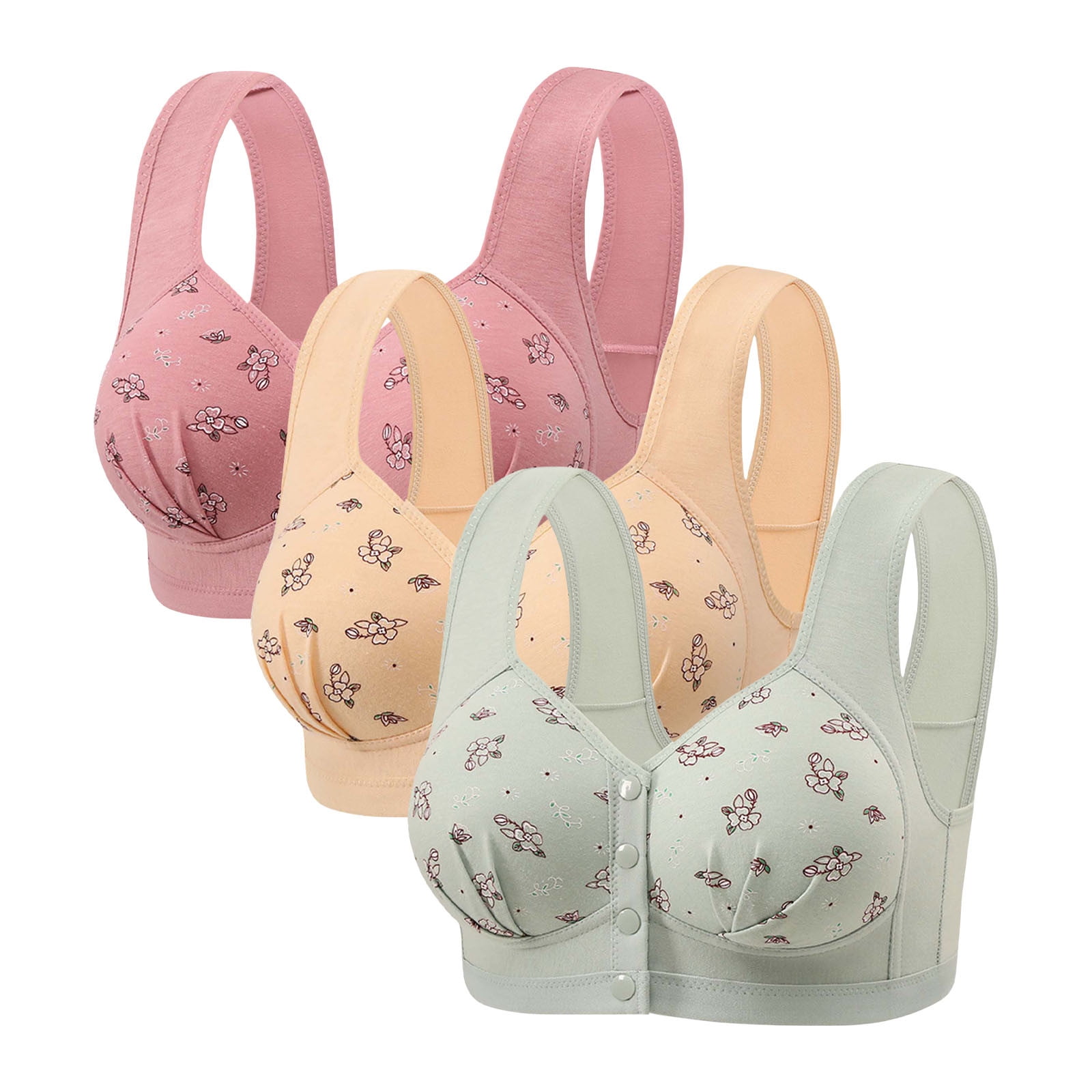 Bras under $5! Cagogo Women's 3 Pack Front Closure Full Coverage Bras ...