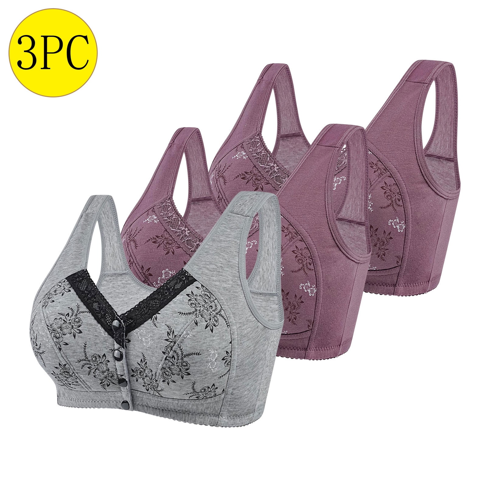 Clearance Bras under $5! Cagogo Womens 3 Pack Front Closure Wireless ...