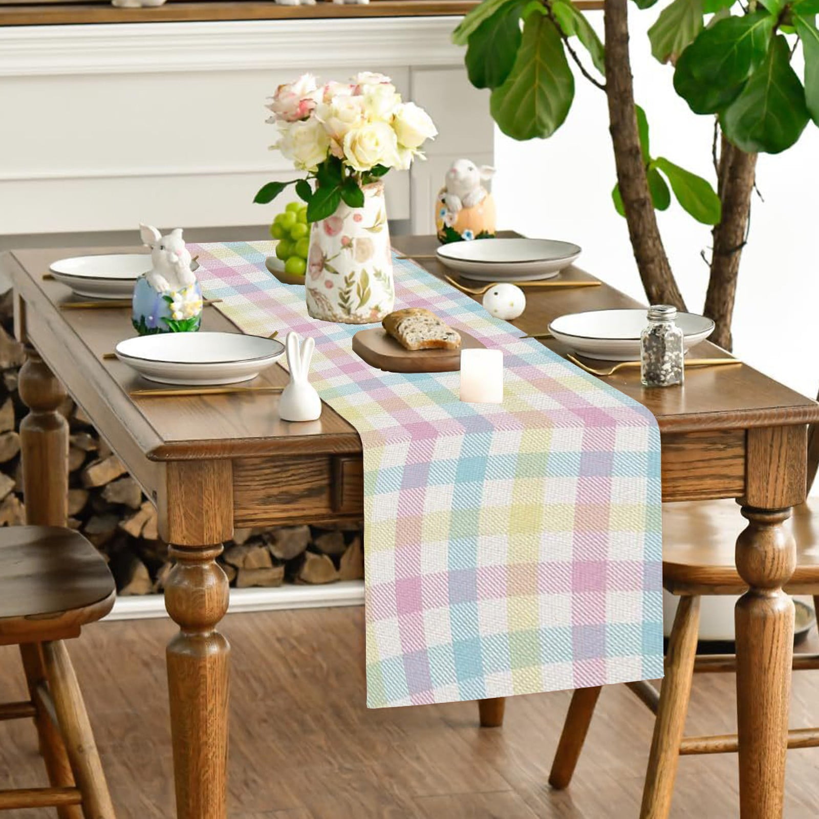 Clearance! Bunny Rabbits Eggs Easter Table Runner, Seasonal Spring ...