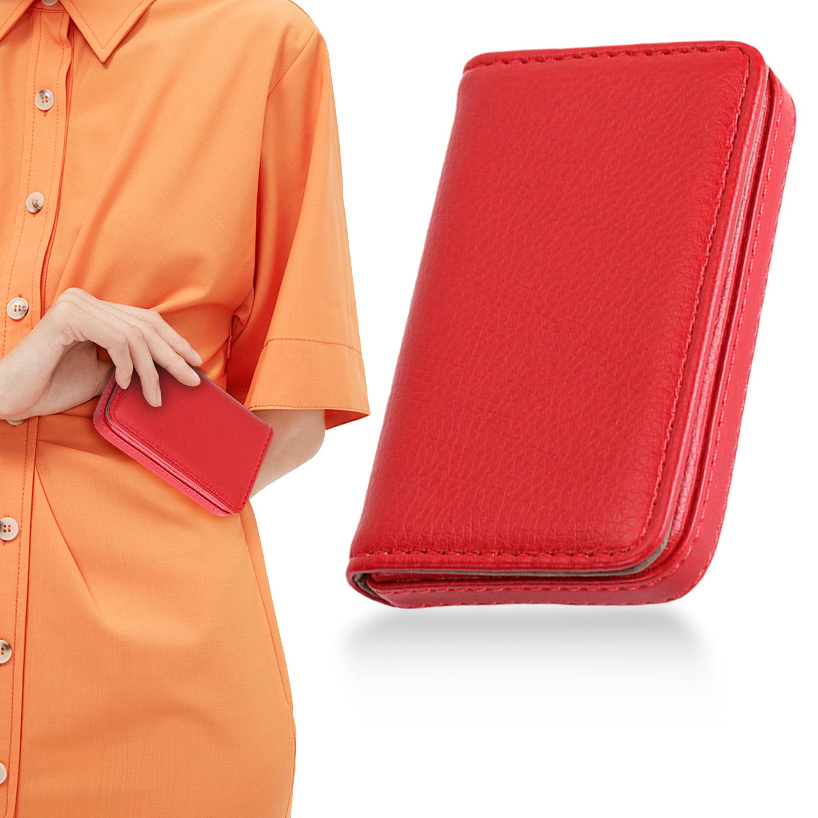 Clearance Business Card Holder under $5,Credit Card Wallet Holder PU Leather Pocket Wallet ...