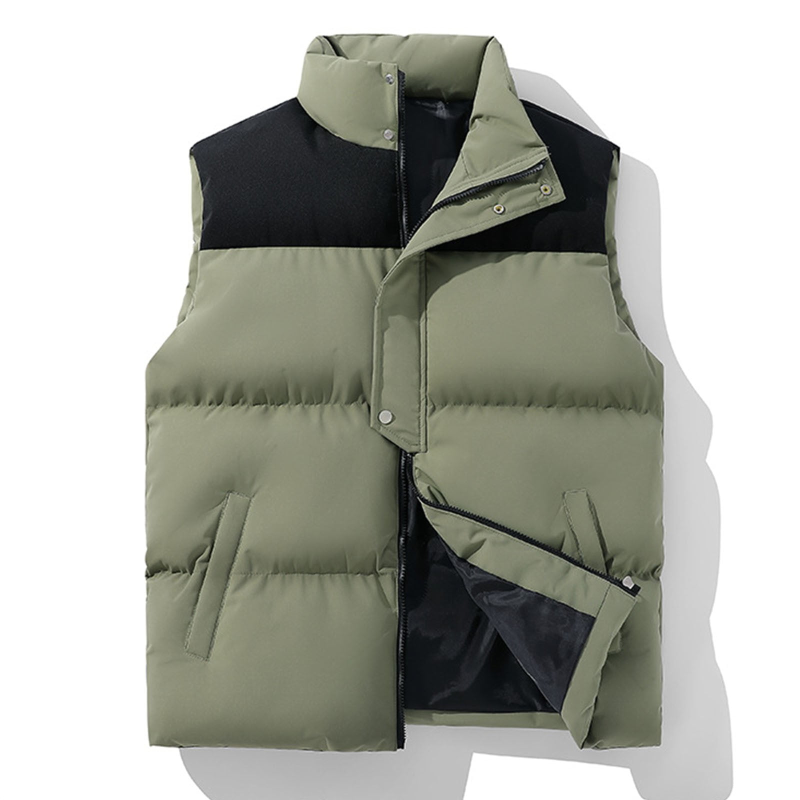Busydd Mens Puffer Vest Sleeveless Zipper Button Puffy Vest Casual ...