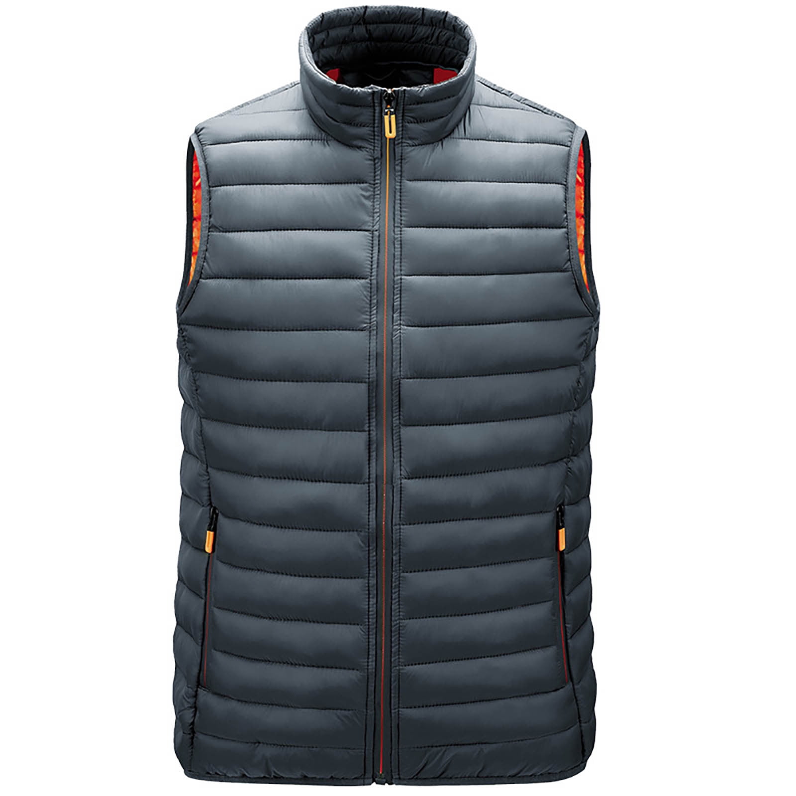 Busydd Mens Winter Vest Sleeveless Zipper Stand Collar Outerwear Vests ...