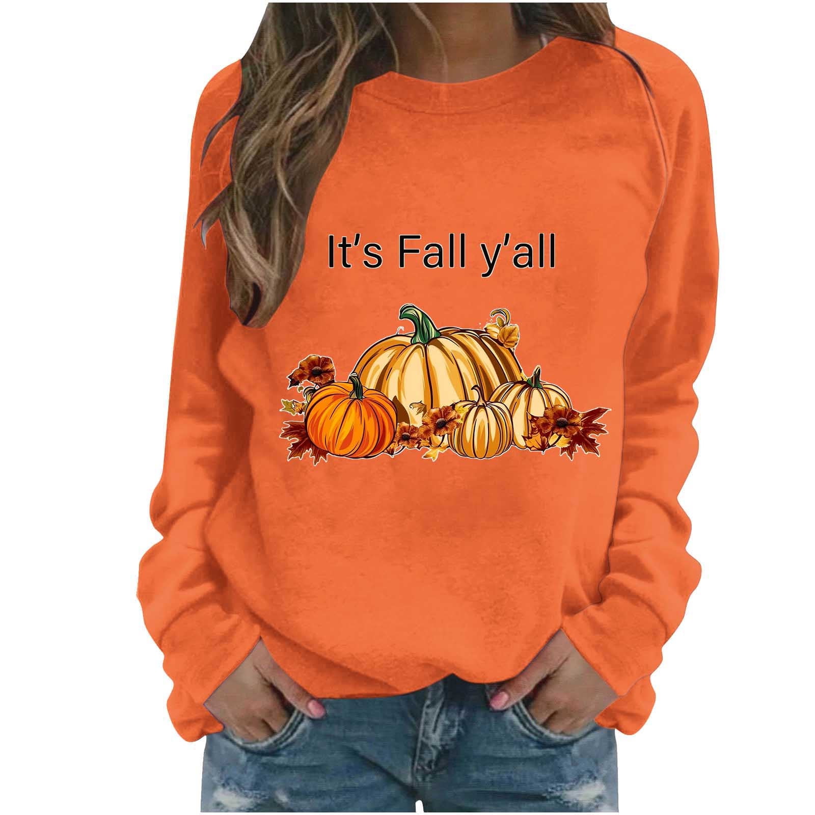 Busydd Thanksgiving Sweatshirt Orange Crewneck Sweatshirts Fashion ...