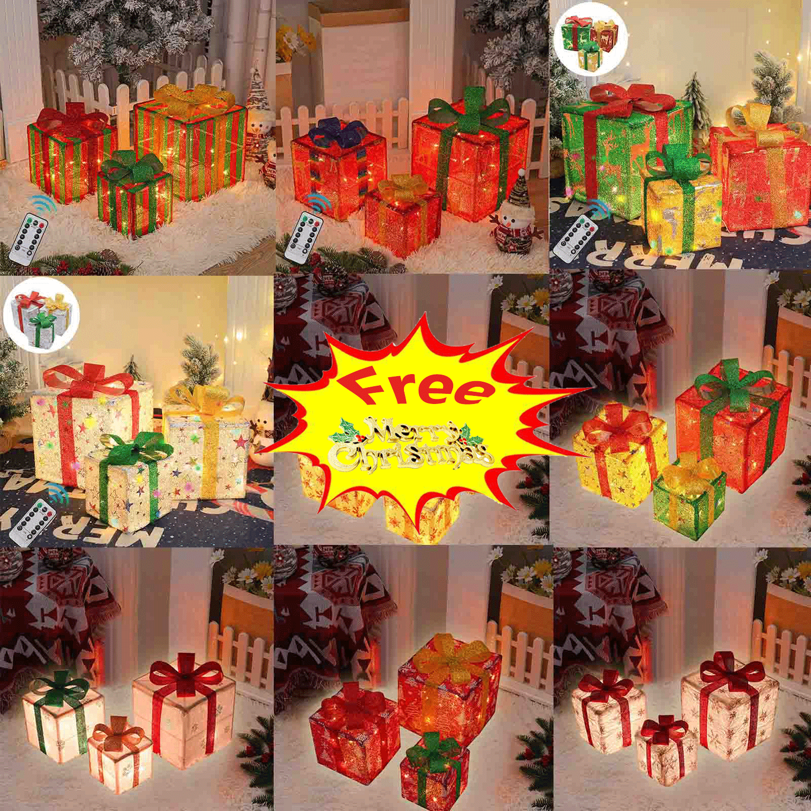 Clearance! PALIFEUR 3Pcs Christmas Gift Boxes, Set of 3 Christmas ...