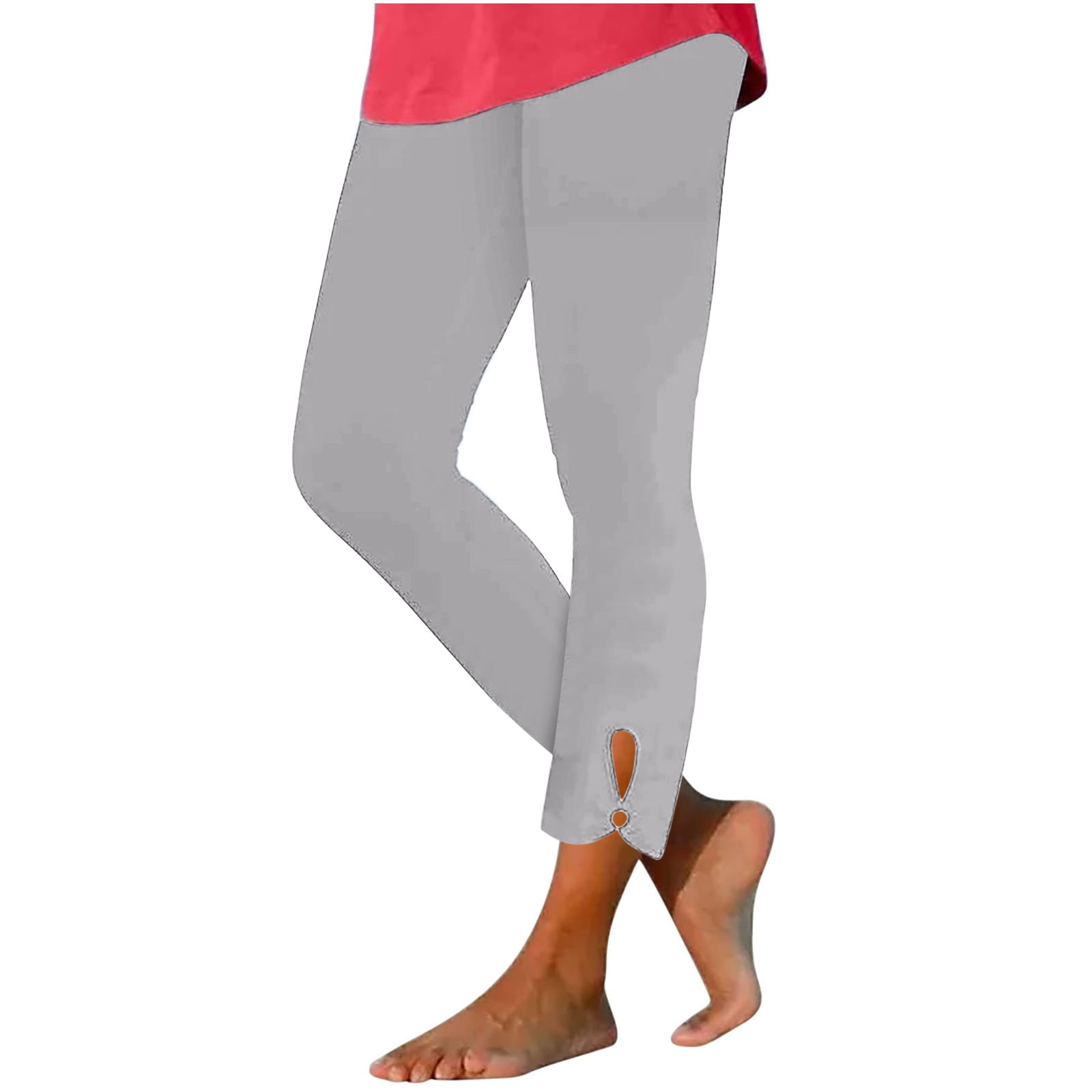 Capris Plus Size White Stag Pants for Women Elastic Waist Trendy Denim ...