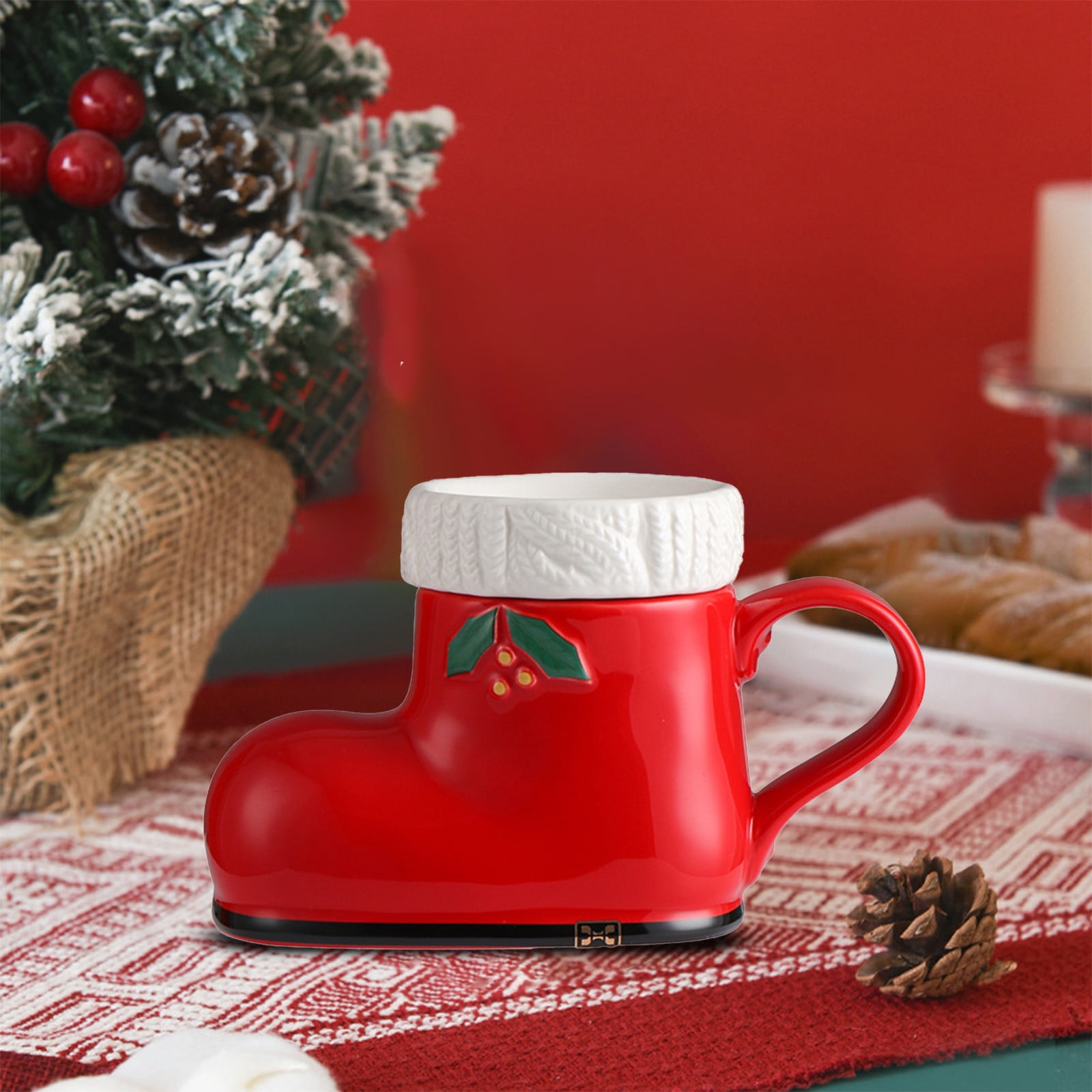 Clearance! Christmas Ceramic Mug Boot Shaped Water Cup Drinking Mug ...