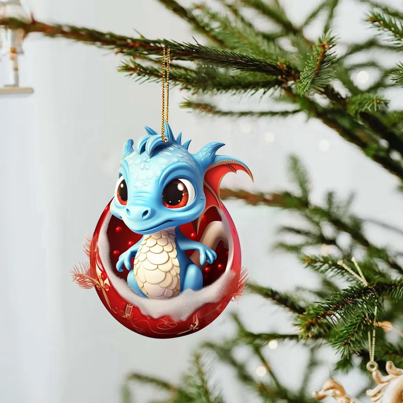 Clearance! Christmas Cute Dinosaur Egg Pendant Mini Blue Dragon ...