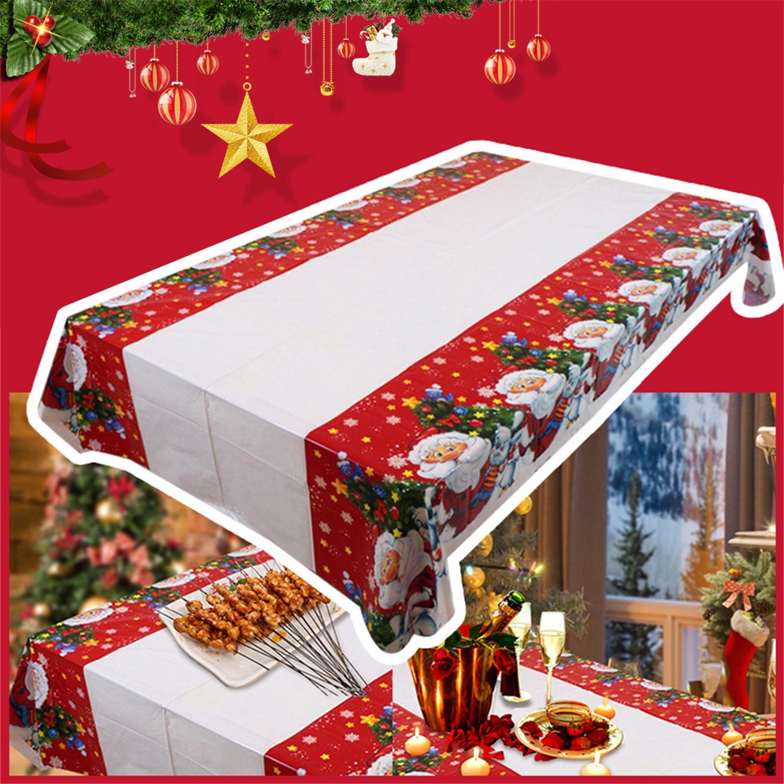 Clearance Christmas Tablecloth Disposable Pe Plastic Tablecloth ...