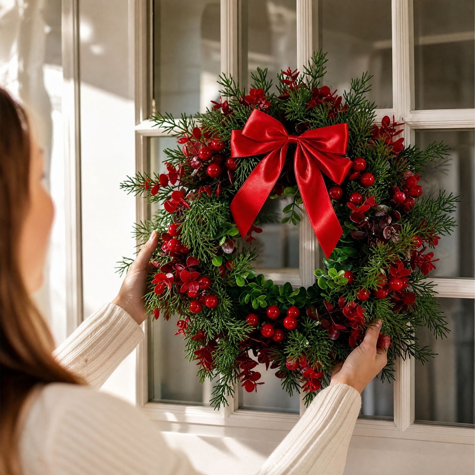 Clearance! Christmas Wreaths for Front Door, Farmhouse Artificial ...
