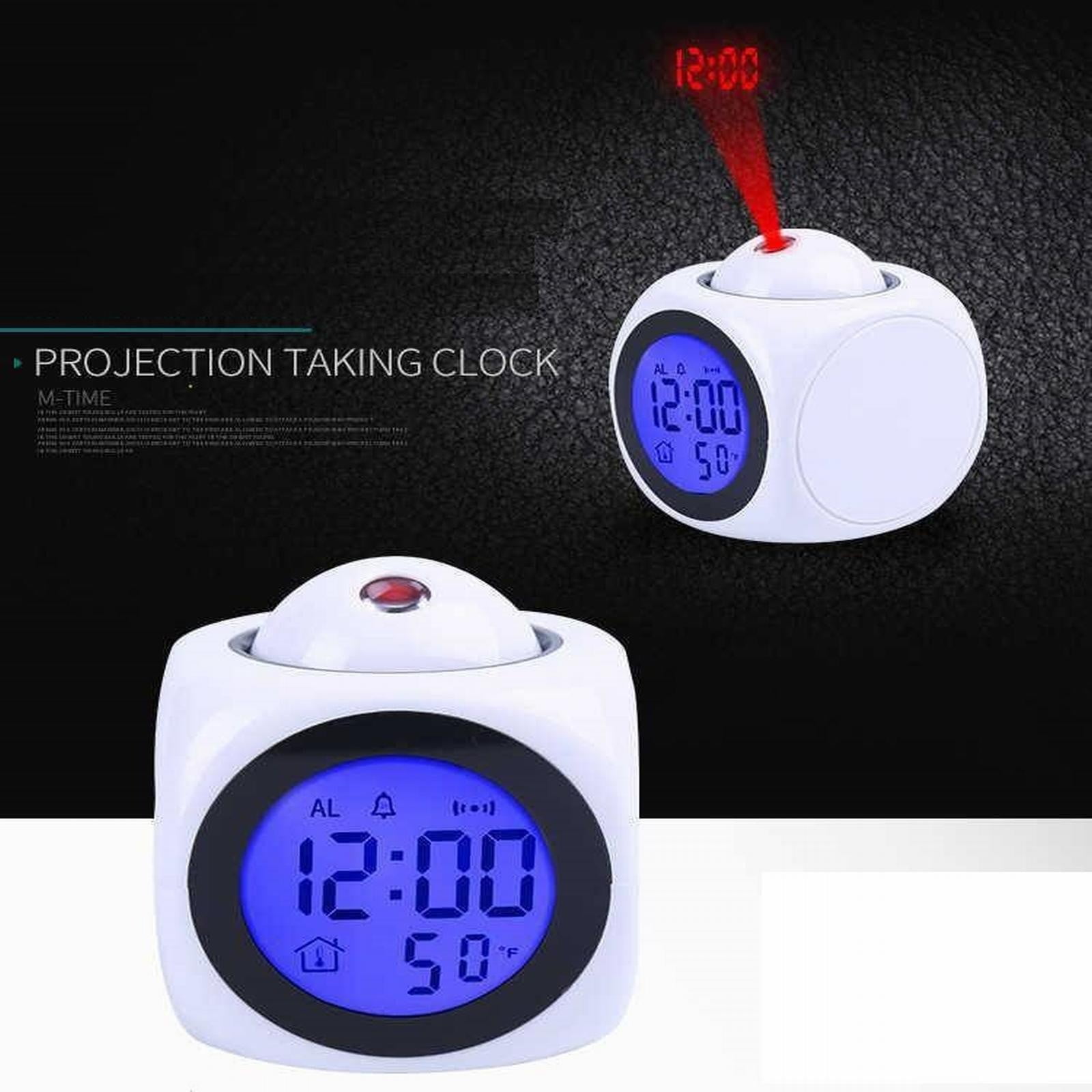 Clearance Clock under $10 Multifunction Voice Clock LCD Digital Temperature Alarm LED Projection ...