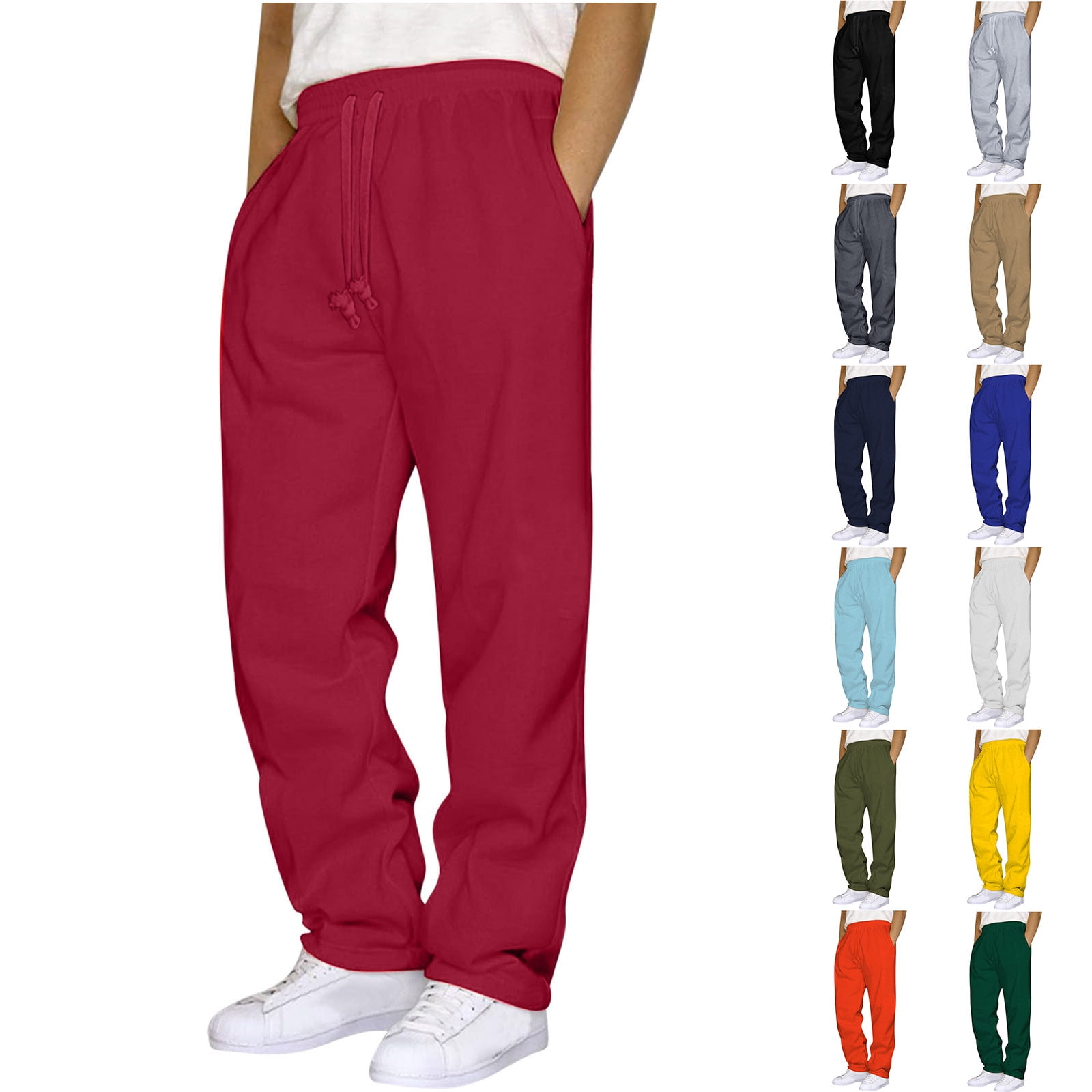 Red Sweatpants on Clearance!LONKITO Mens Sweatpants Baggy Drawstring ...