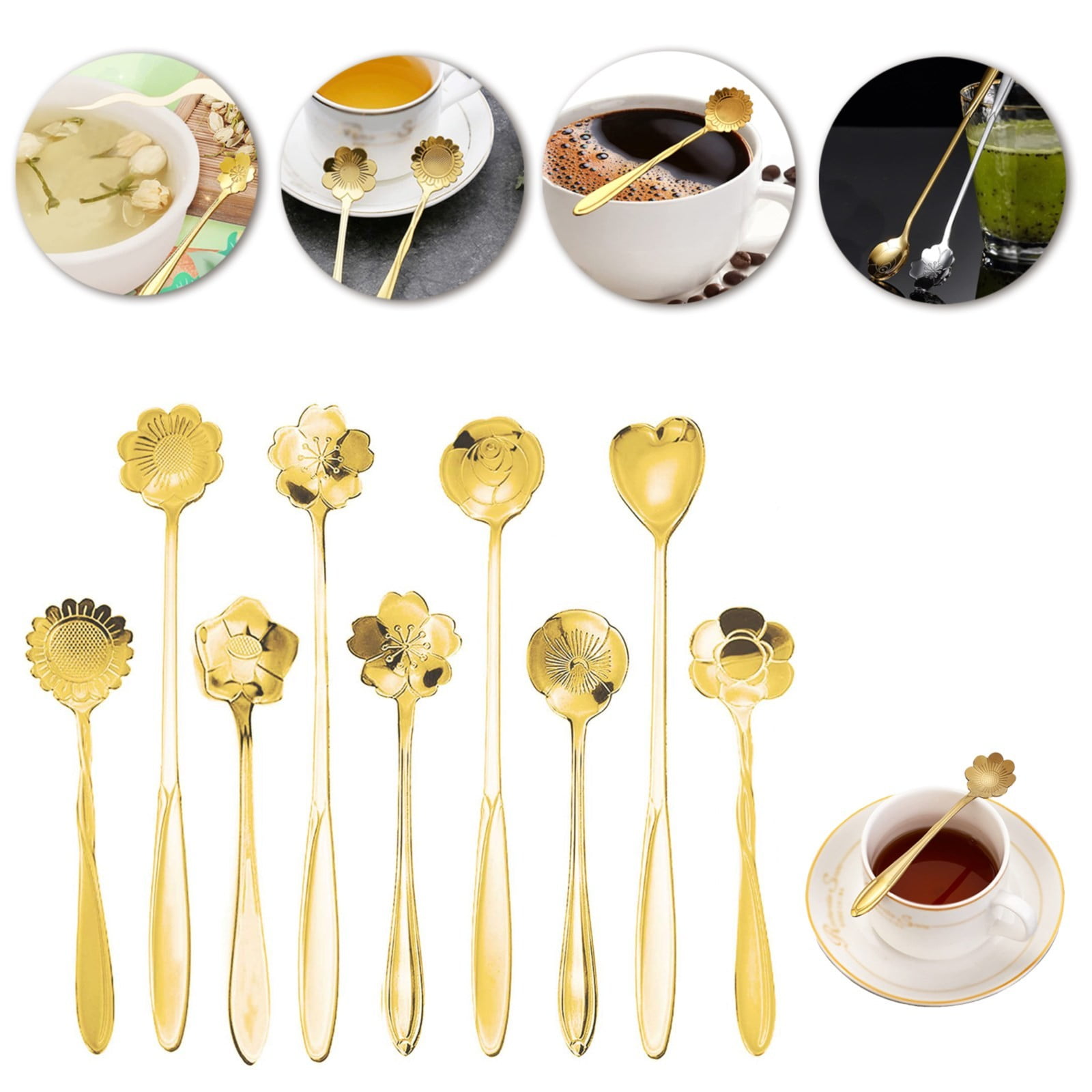 Clearance Cooking Utensils under $5 Flower Spoon Set 8pcs Stainless ...