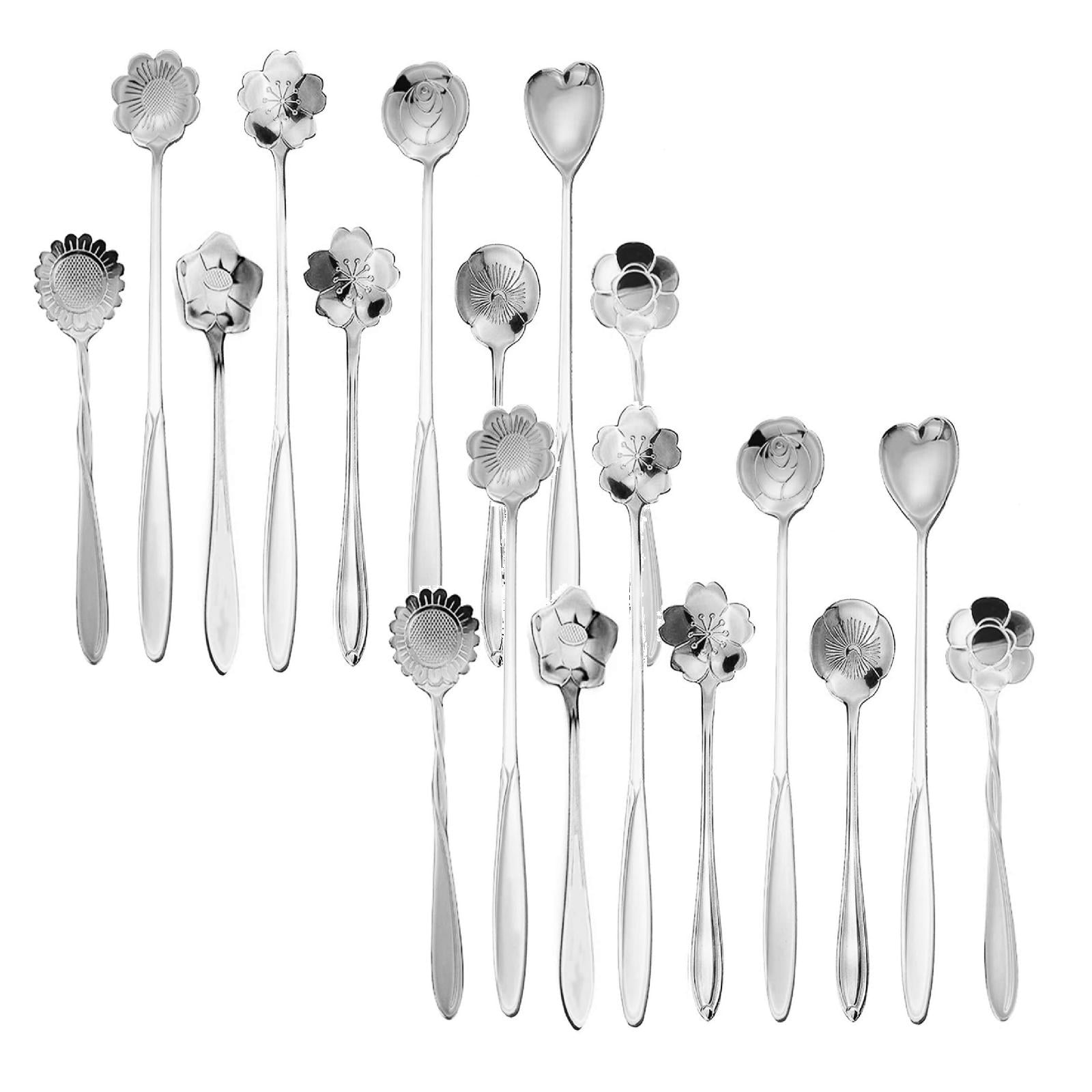 Clearance Cooking Utensils under $7 Flower Spoon Set 8pcs Stainless ...