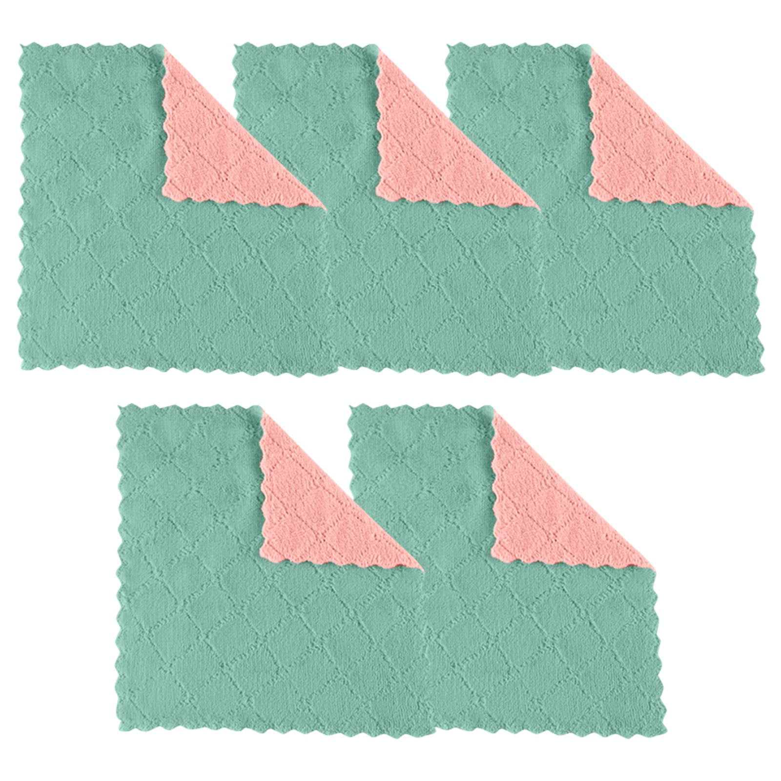 Clearance！Coopang Absorbent Corals 5PCS Dish Rag Wipe Wiping Towel Sink ...