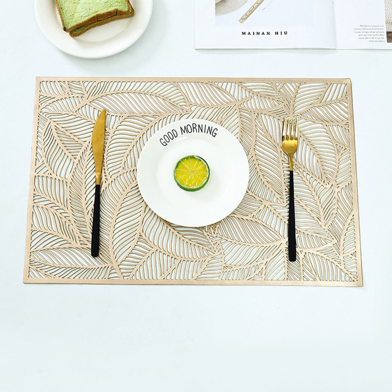 Clearance Creative Rectangle PVC Placemat with Gold Foil, Heat- and ...