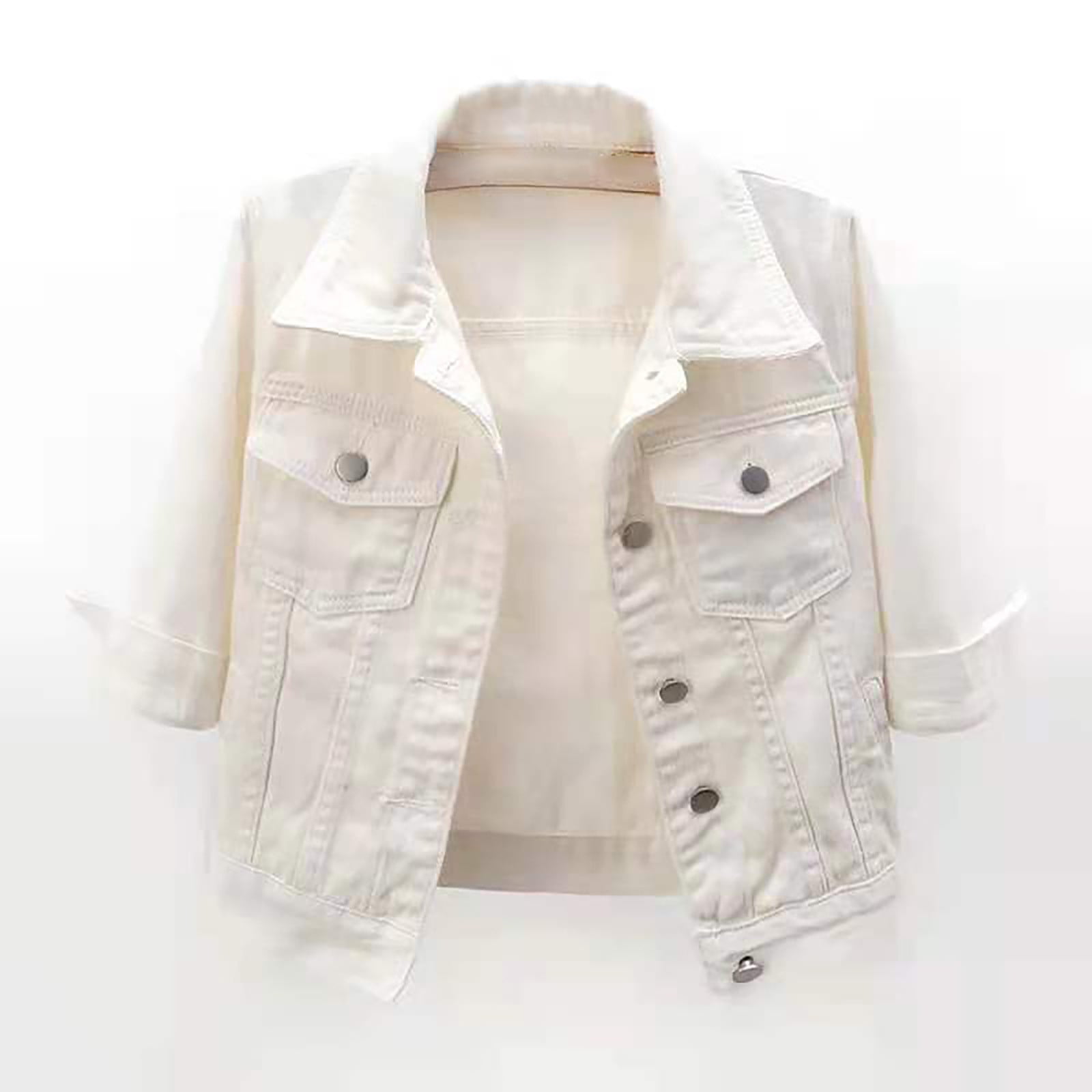 Clearance!Cropped Blazer Women's 3/4 Sleeve Colored Cropped Denim ...