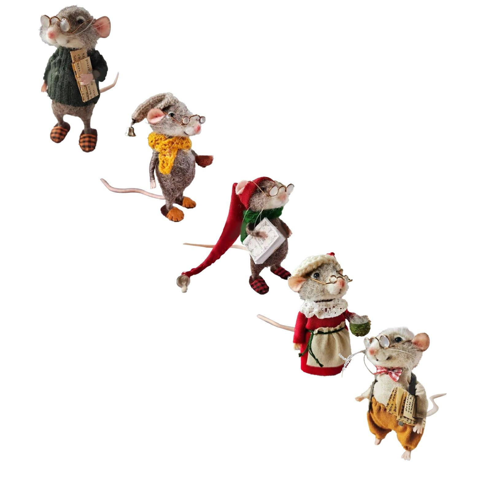 Clearance！Cute Needle Felting Christmas Wool Cute Mice Figurine for ...