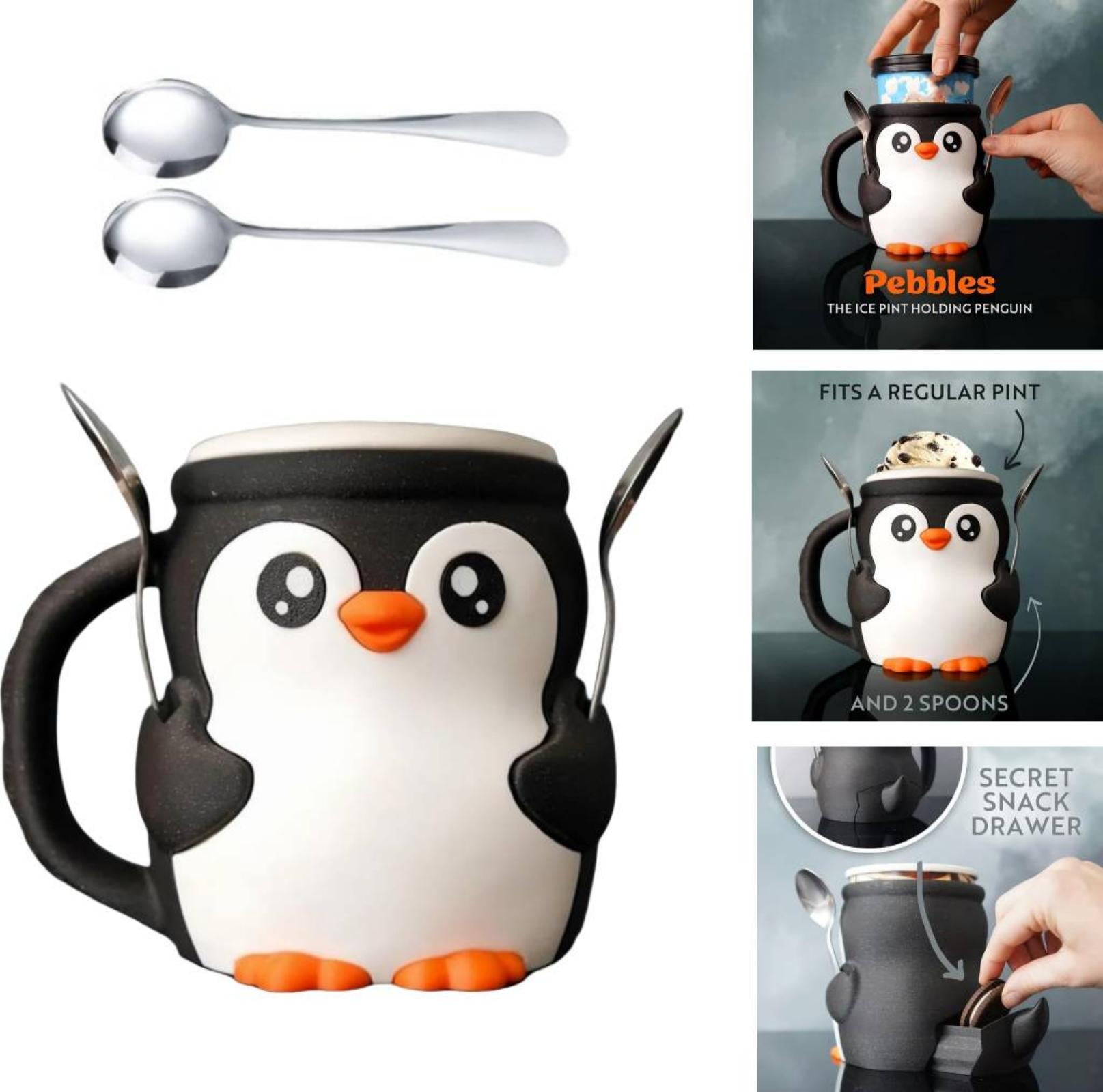Clearance! Cute Penguin Ice Cream Pint Holder, Penguin Ice Pint Holder ...