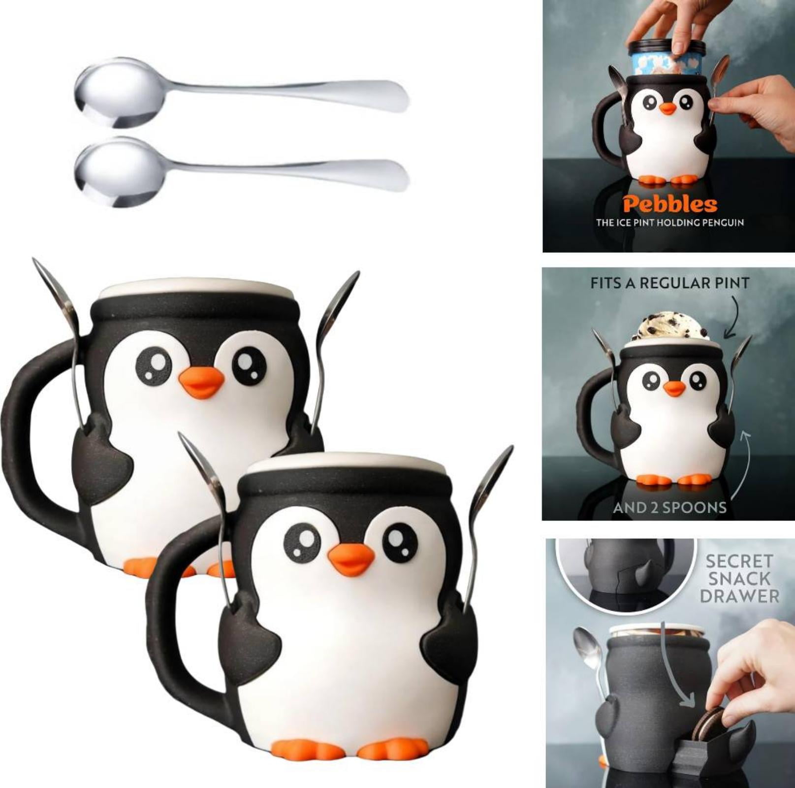 Clearance! Cute Penguin Ice Cream Pint Holder, Penguin Ice Pint Holder ...
