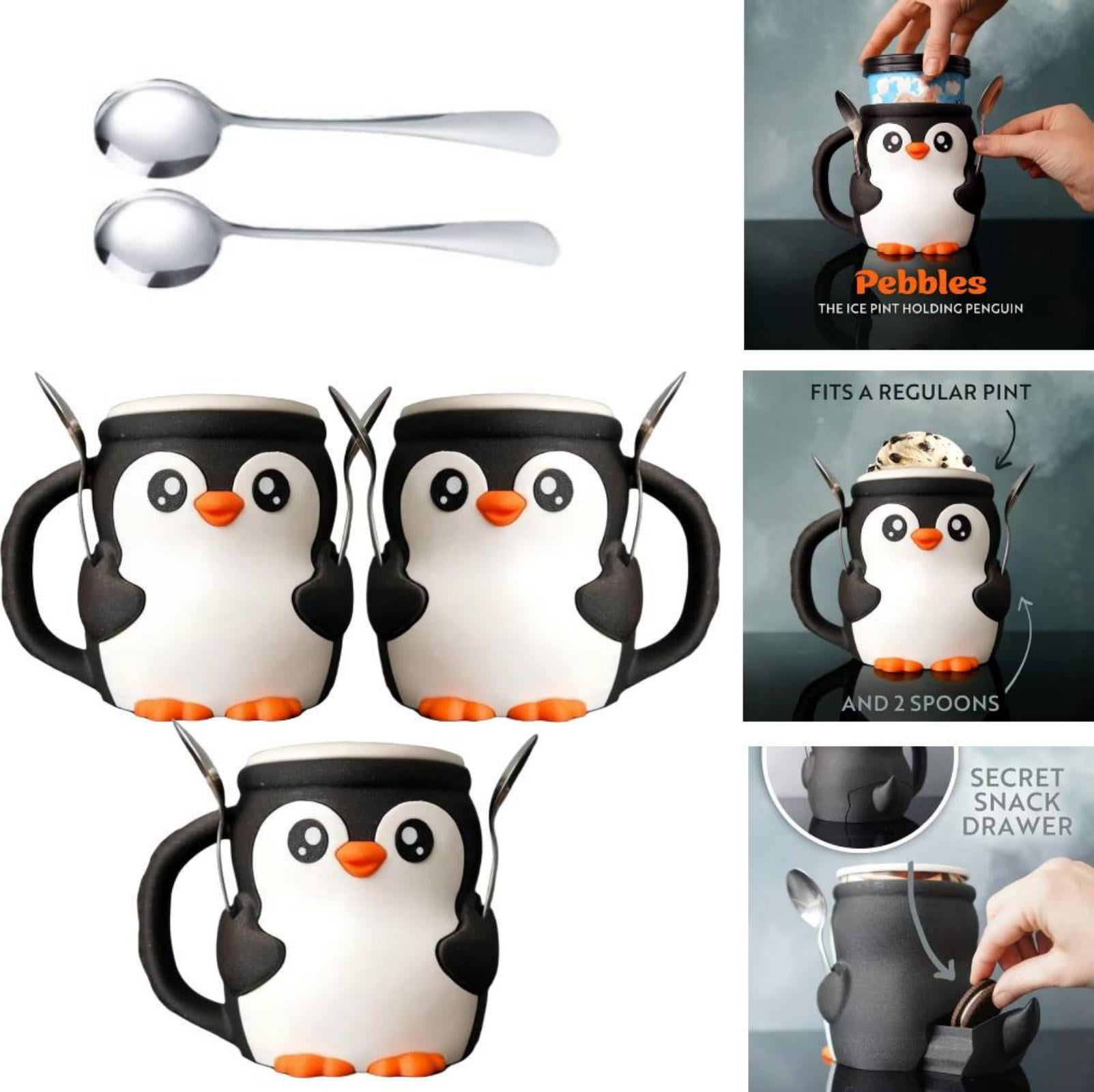 Clearance! Cute Penguin Ice Cream Pint Holder, Penguin Ice Pint Holder ...