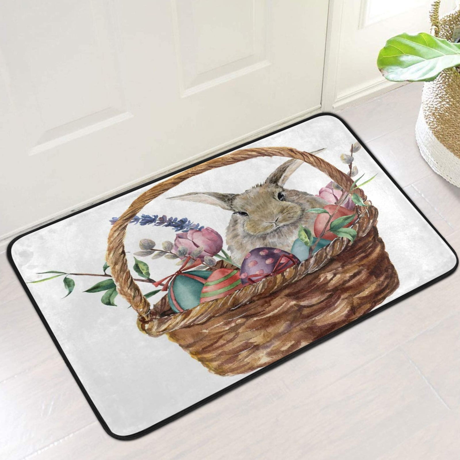 Clearance! Cute Rabbit Flower Easter Doormat, Seasonal Spring Home ...