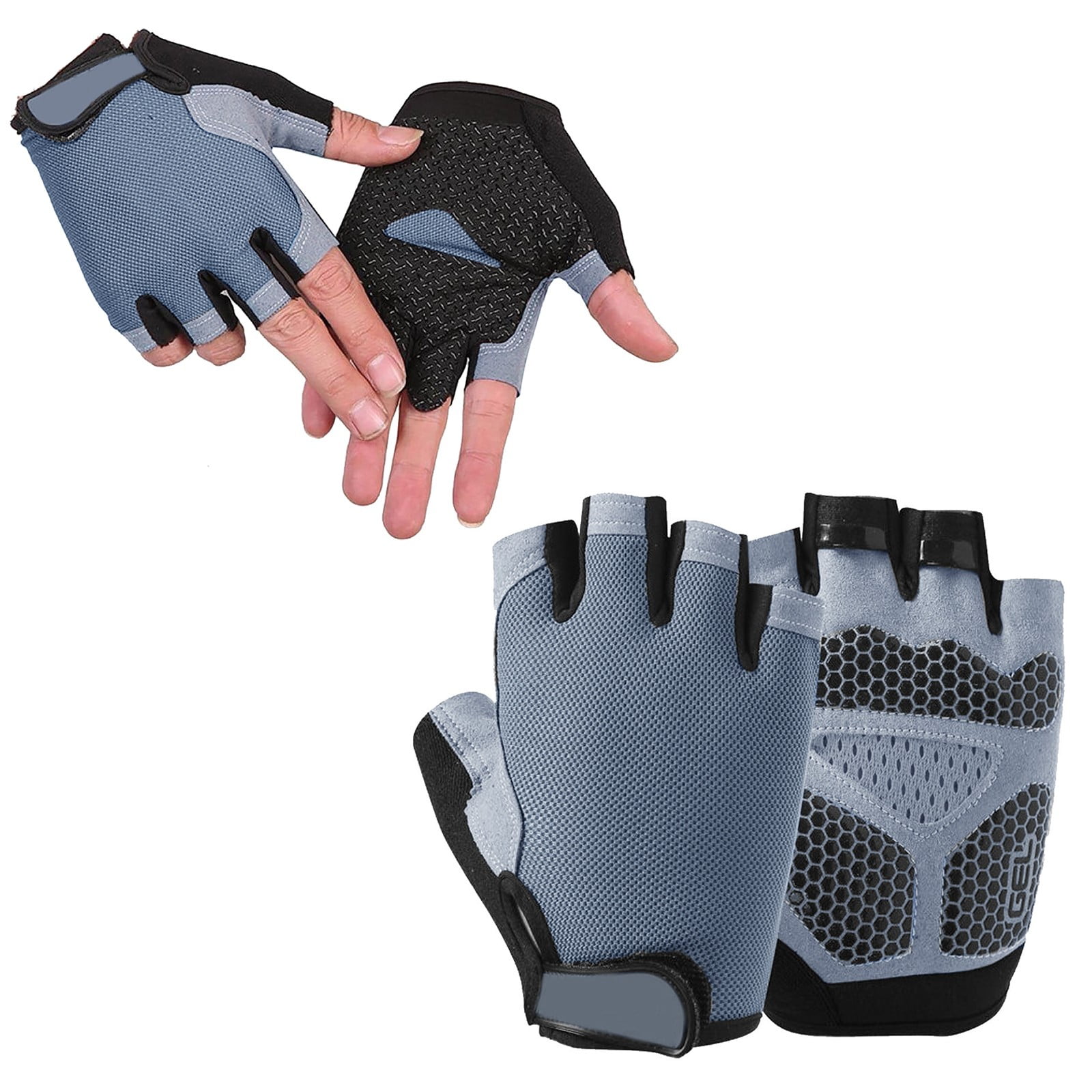 Cycling Half Finger Mountain Men Women Gel Pad Anti Slip Breathable ...