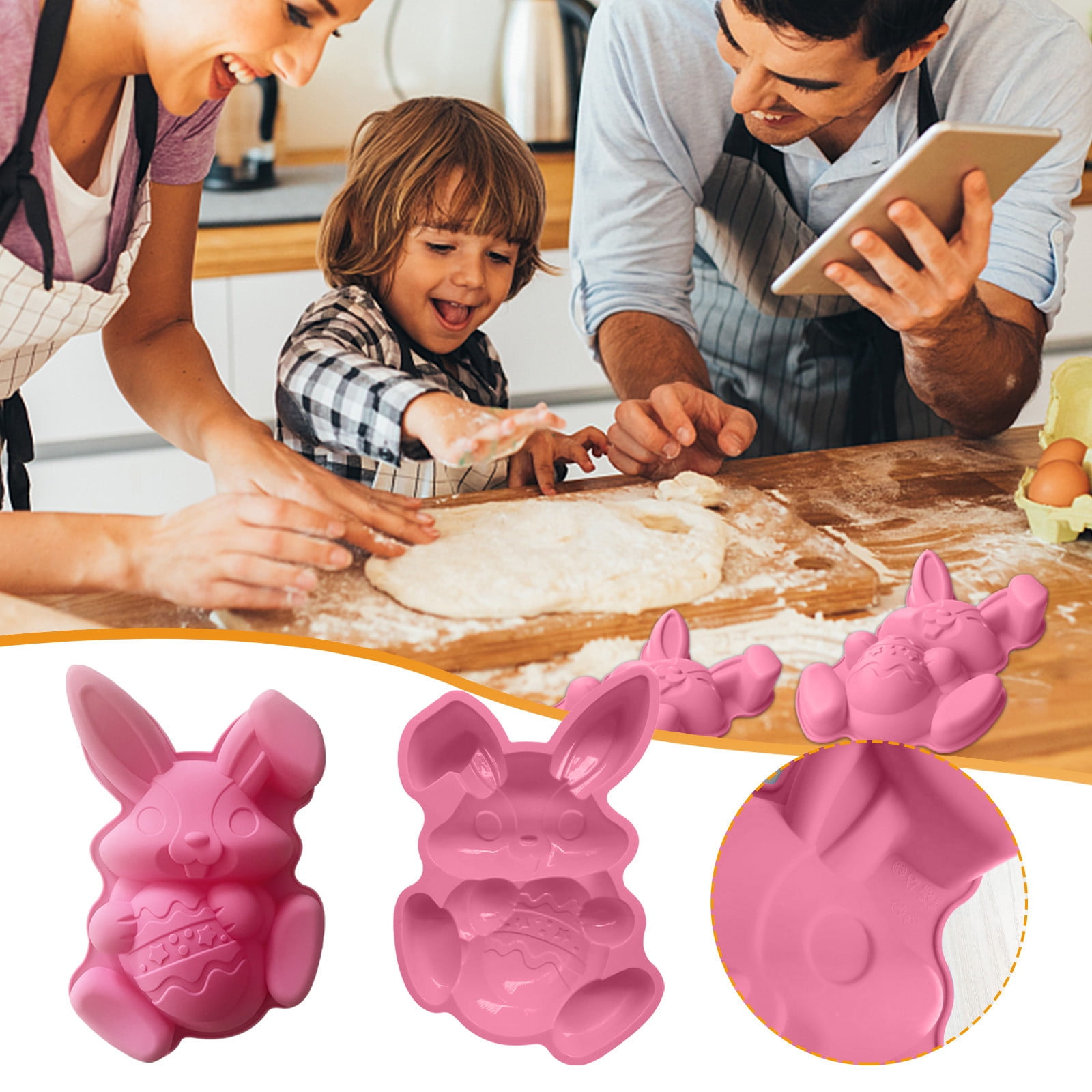Clearance Czzoypi Cake Mould (Pink), Bread Loaf Pan Large Easter Bunny ...