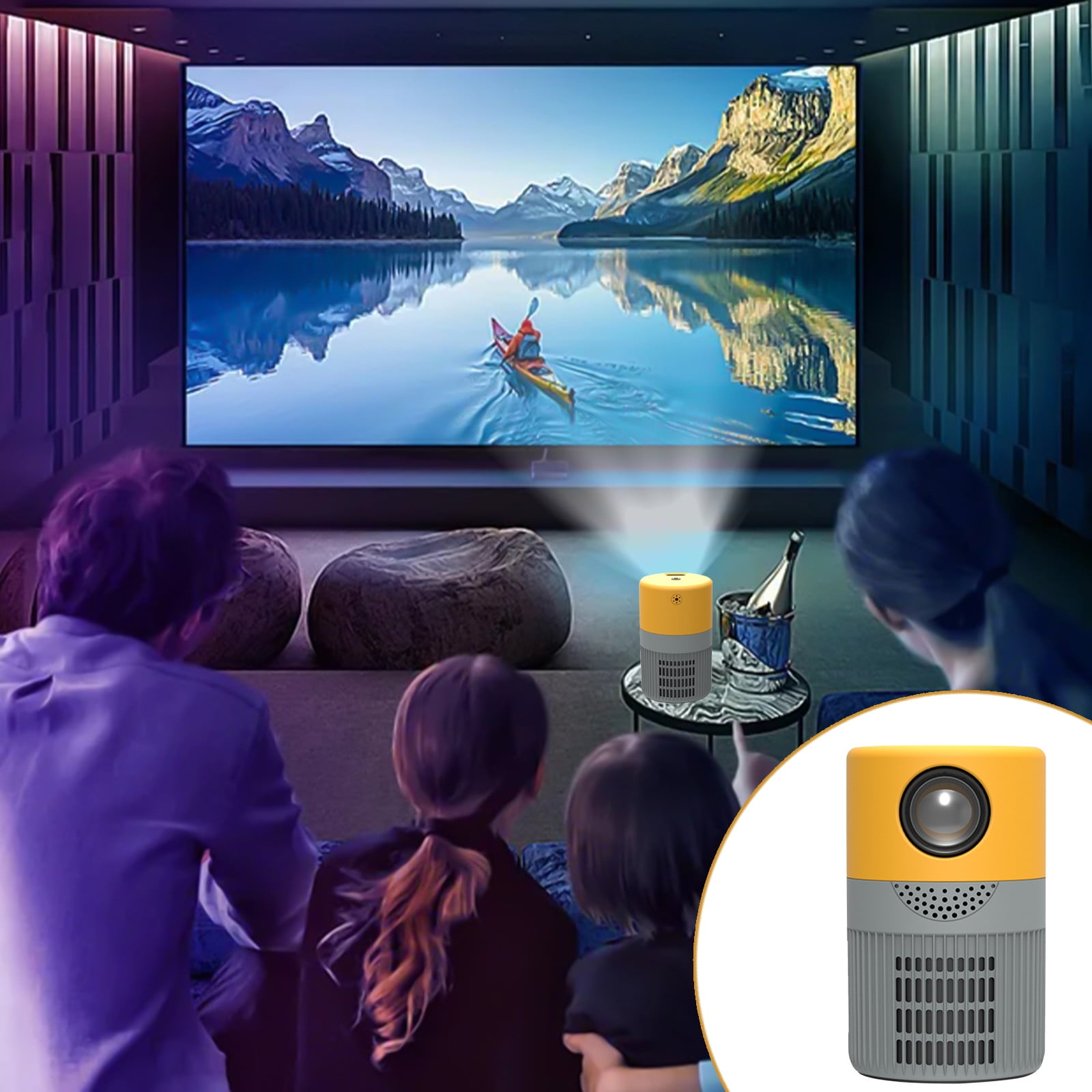 Clearance Czzoypi Mini Projector (Yellow), Outdoor Projector HD ...
