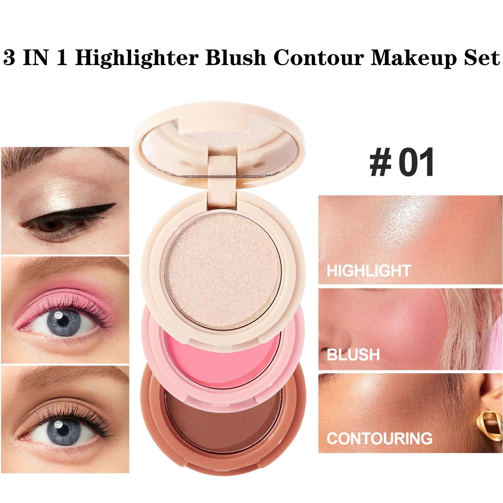 Clearance!DHALL Blush for Cheeks,blush makeup,3 Kinds Of Color Eye ...