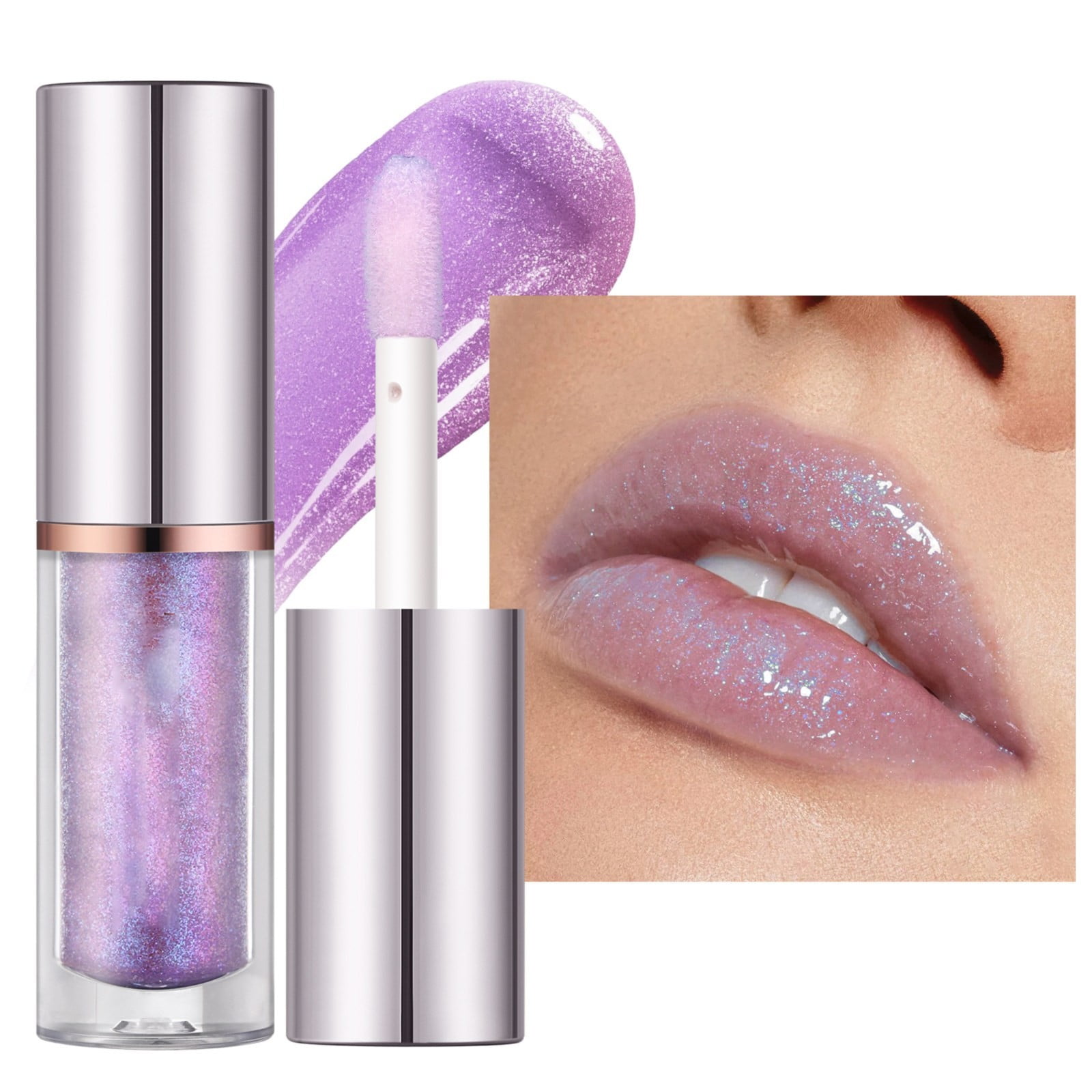 Clearance!DHALL Lip Plumper Gloss,Korean Lip Gloss,Glitter Lip Gloss,Pearlescent Glitter Lip Oil ...