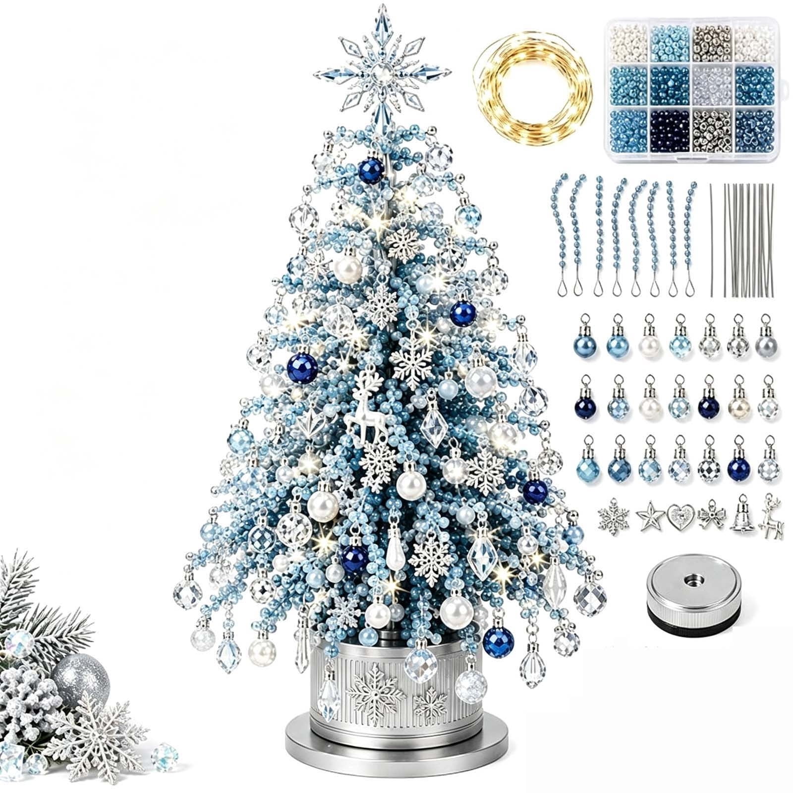 Clearance! DIY Beaded Christmas Tree Kit with Lights, Handmade Mini ...