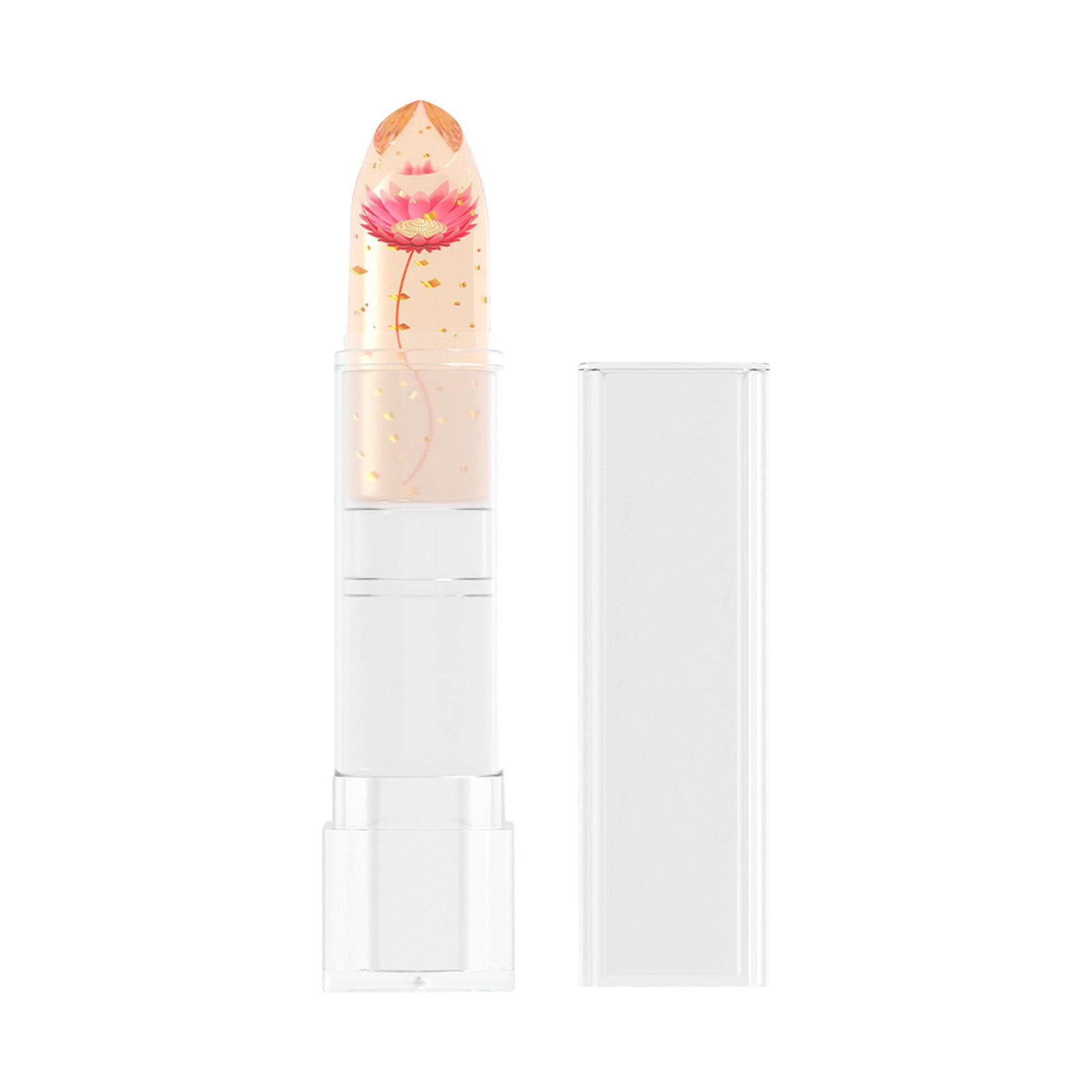 Clearance ! Dark Blue Tube Transparent Dried Flower Lipstick Gold Leaf ...