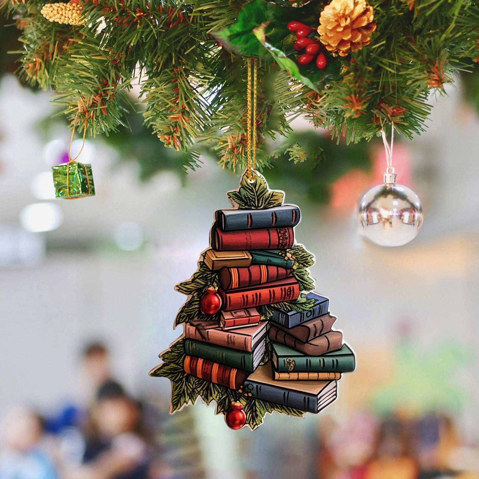 Clearance Deals Christmas Tree Shape Bookshelf Pendant Hanging Sleigh ...