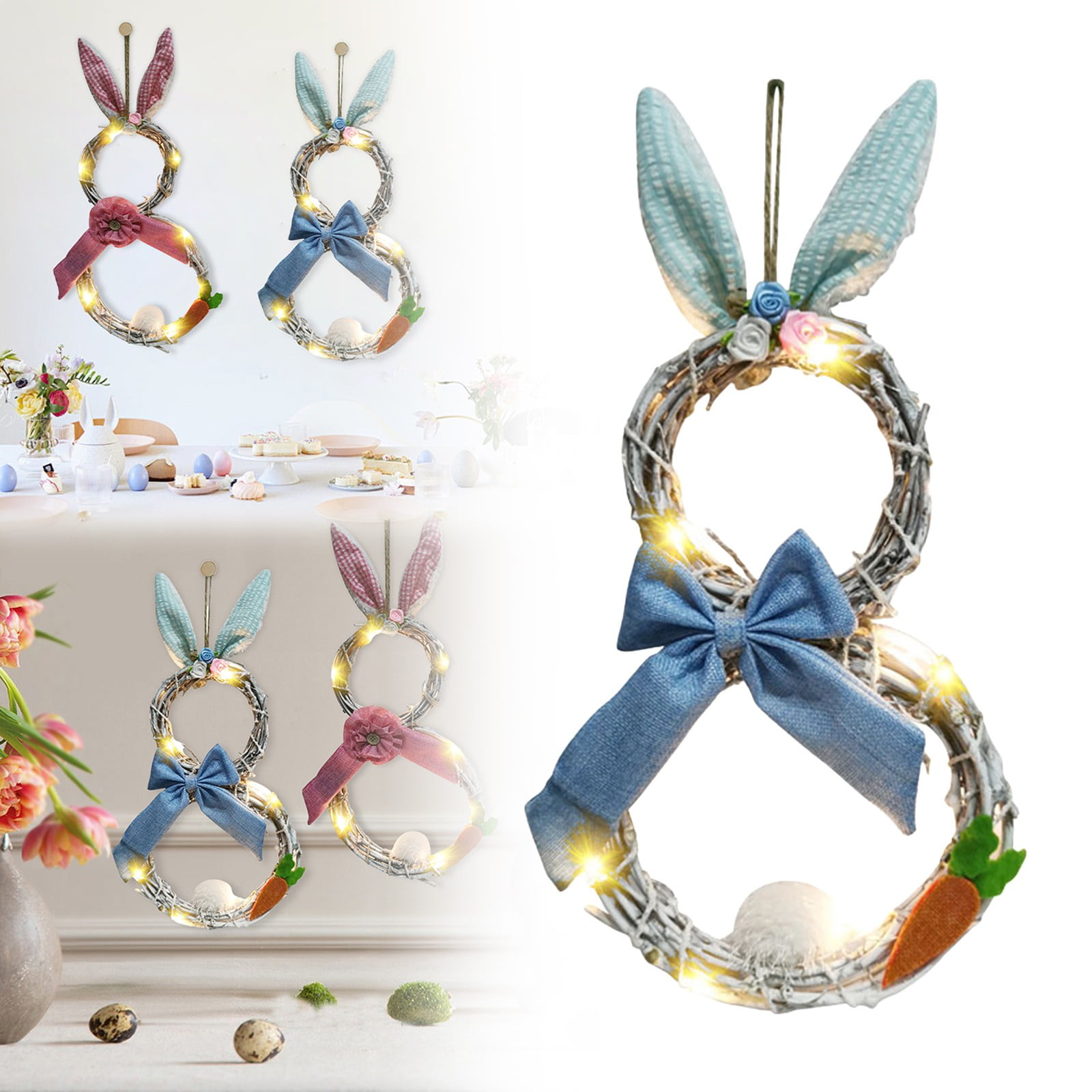 Clearance Deals Easter Decorating Wreaths With Light Handmade Rattan ...