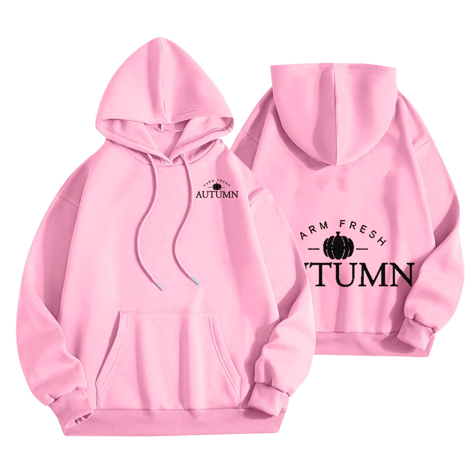 Clearance Deals Gnurob Thanksgiving Day Womens Hoodies FARM FRESH AUTUMN Letter Print ...