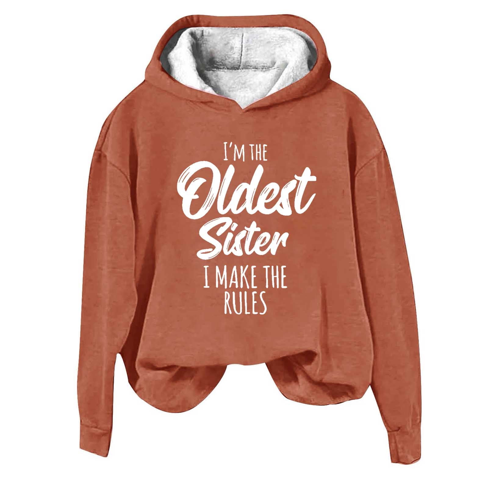 Clearance Deals Gnurob Women's Fleece Fuzzy Sweatshirts Letter Print Hoodies Long Sleeves ...