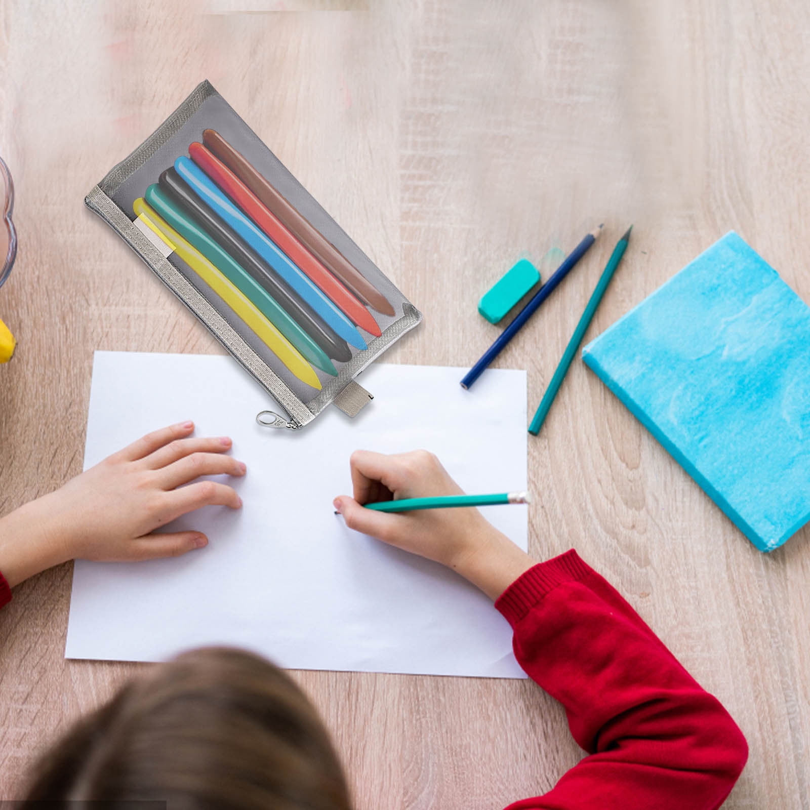 Clearance Deals! JGF844 Transparent Mesh Pencil Bag Large Capacity ...