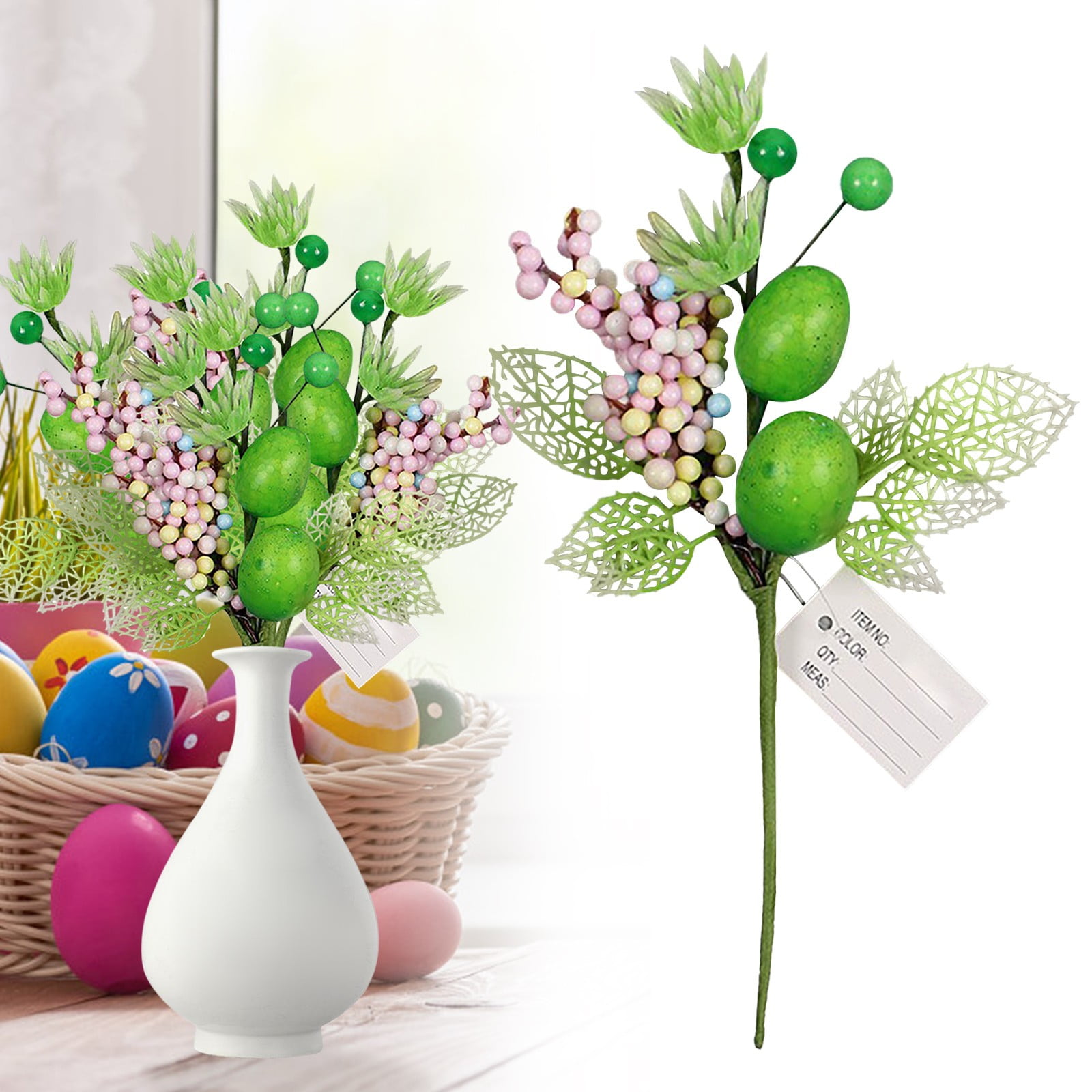 Clearance Deals RoseCraft Artificial Easter Flower Easter Colorful Egg ...