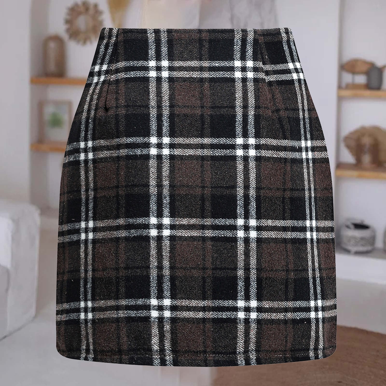 Delayuji Black Skirt with Shorts Mini Skirts 2025 Fall Winter Wool High ...