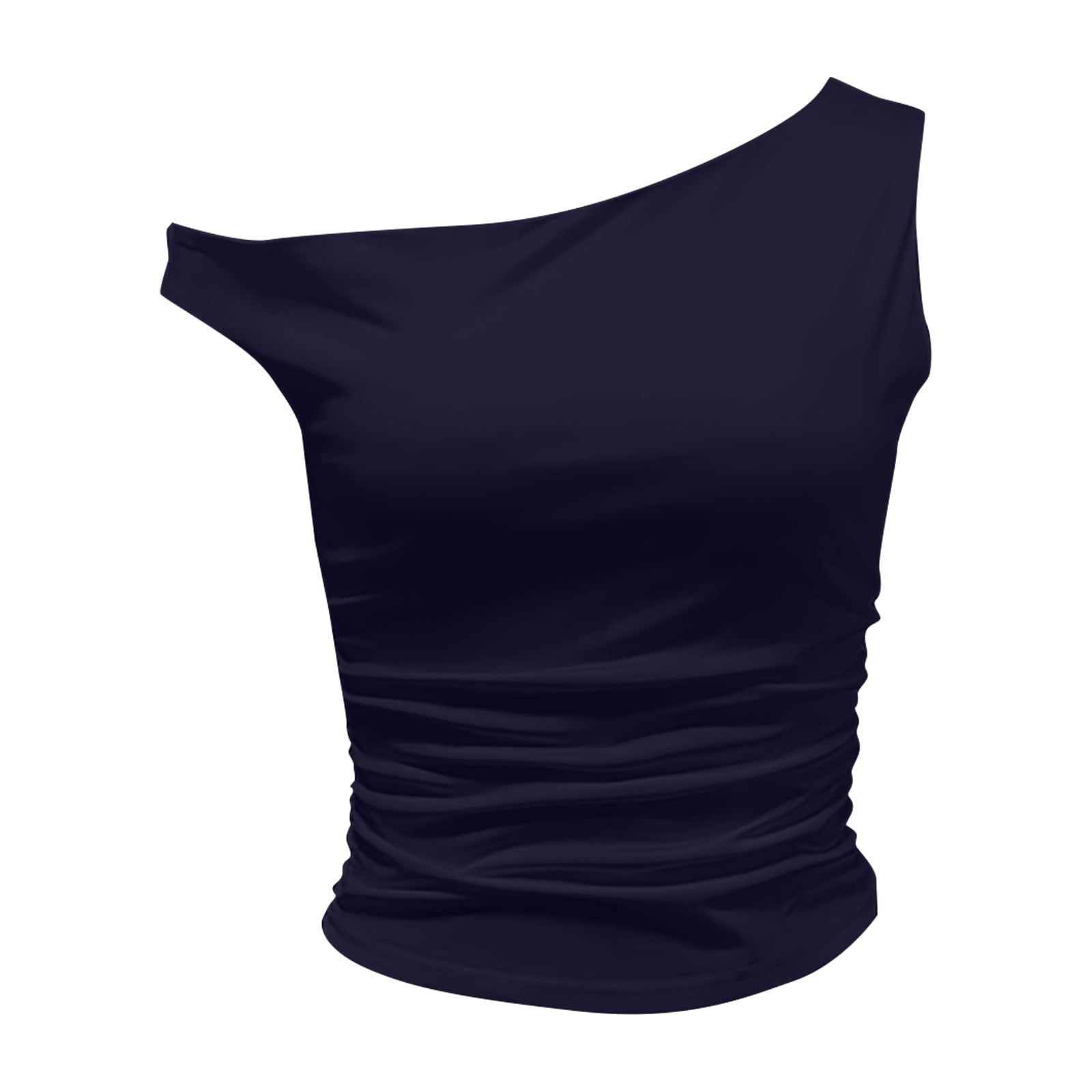 Clearance! Delayuji Layering Tanks for Women Ruched One Shoulder Crop ...