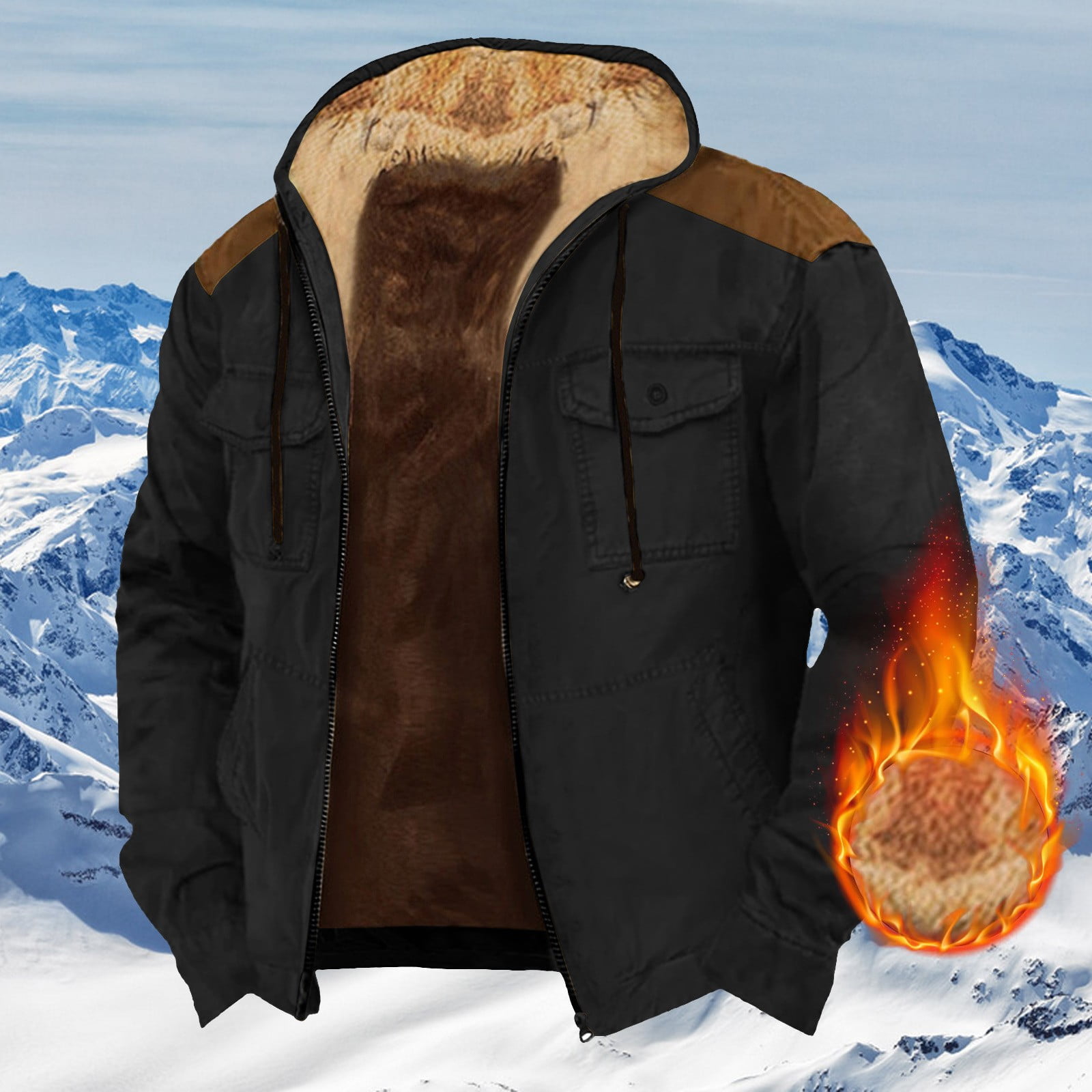 Clearance! Delayuji Men's Down Jackets Solid Color Combination Hooded ...