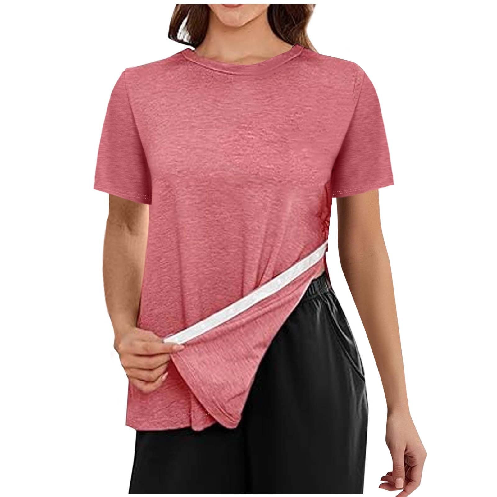 Clearance! Delayuji Short Sleeve Shirts for Women Post Shoulder Shirts ...